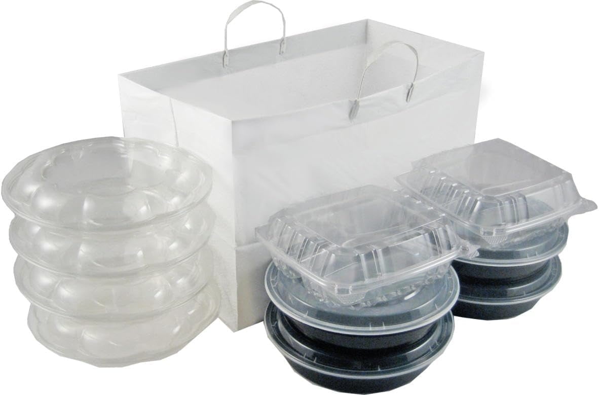 EcoQuality White Plastic Heavy-Duty 14"x10"x14.75" Take Out Bags with ...