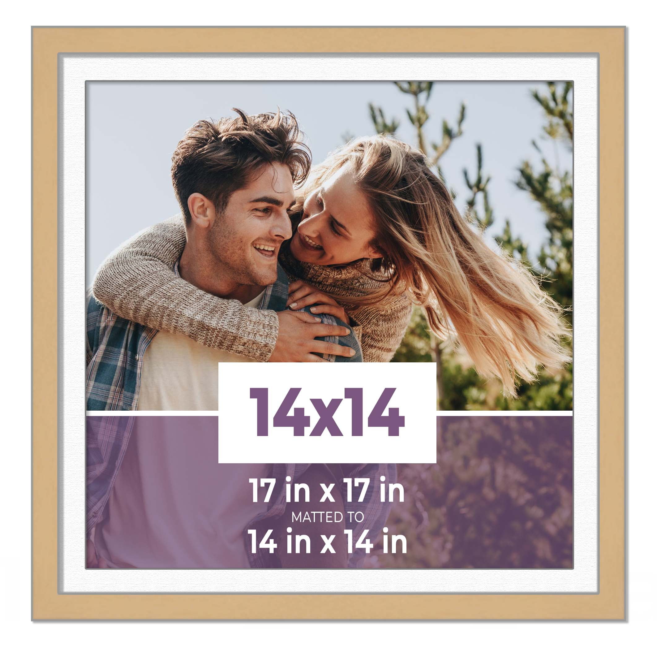 14x14 Frame Natural With White Picture Mat For 14x14 Photo - Natural ...
