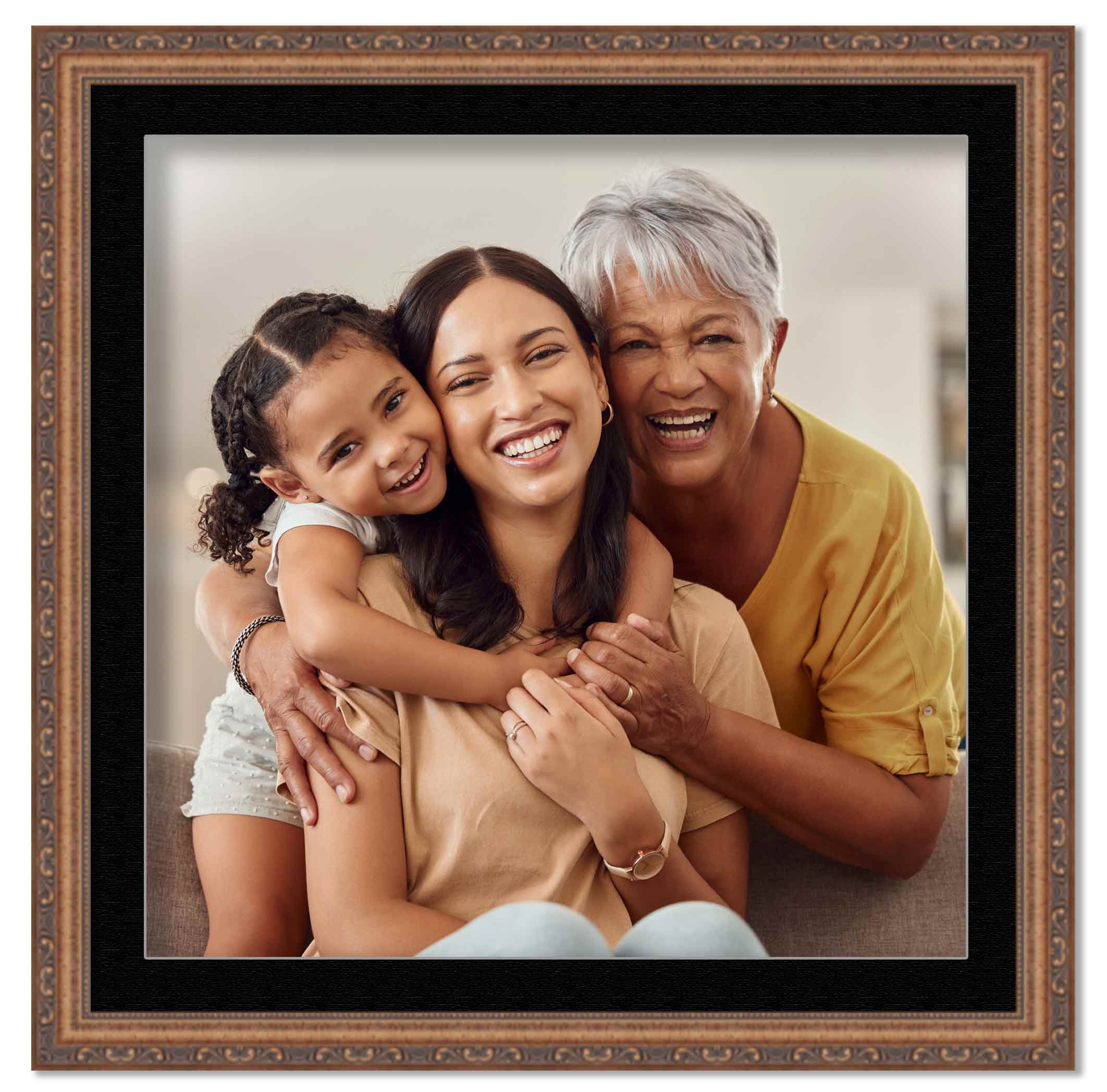 14x14 Frame with Mat - Antique Gold 17x17 Frame Wood Made to Display ...