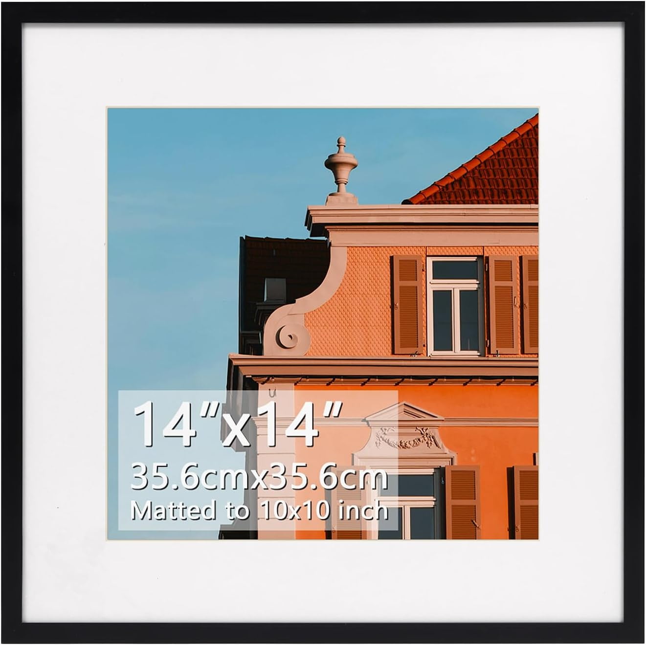 14x14 Picture Frame, Display Pictures 10x10 with Mat or 14x14 Without ...
