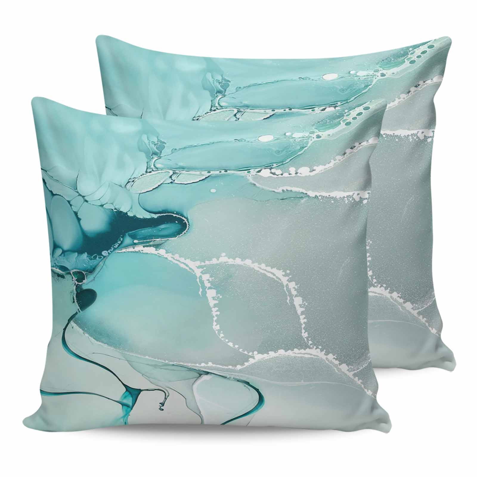 14x14 Pillow Covers Set of 2, Aqua Marble Throw Pillow Covers ...
