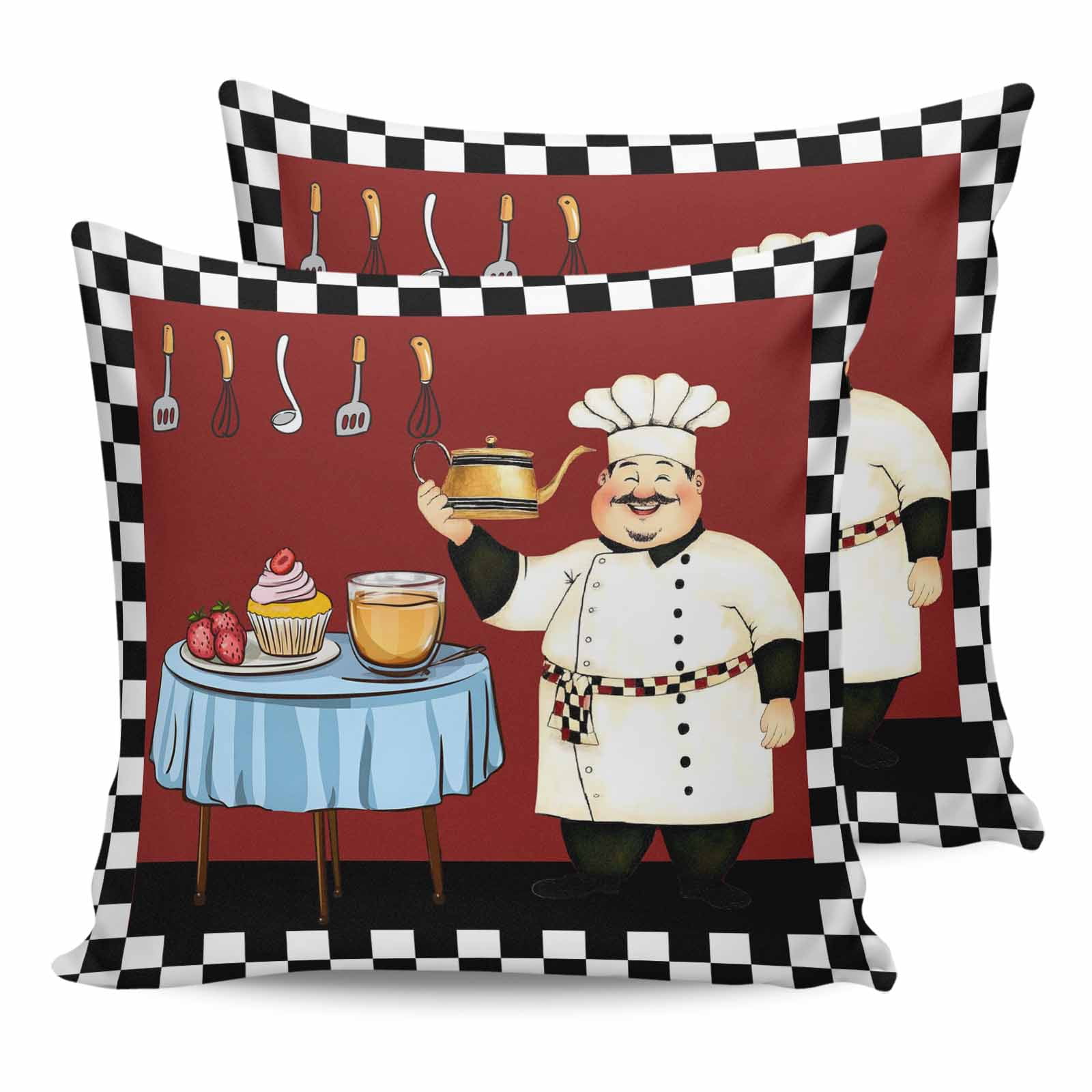 14x14 Pillow Covers Set of 2, Chef Throw Pillow Covers Decorative Couch ...