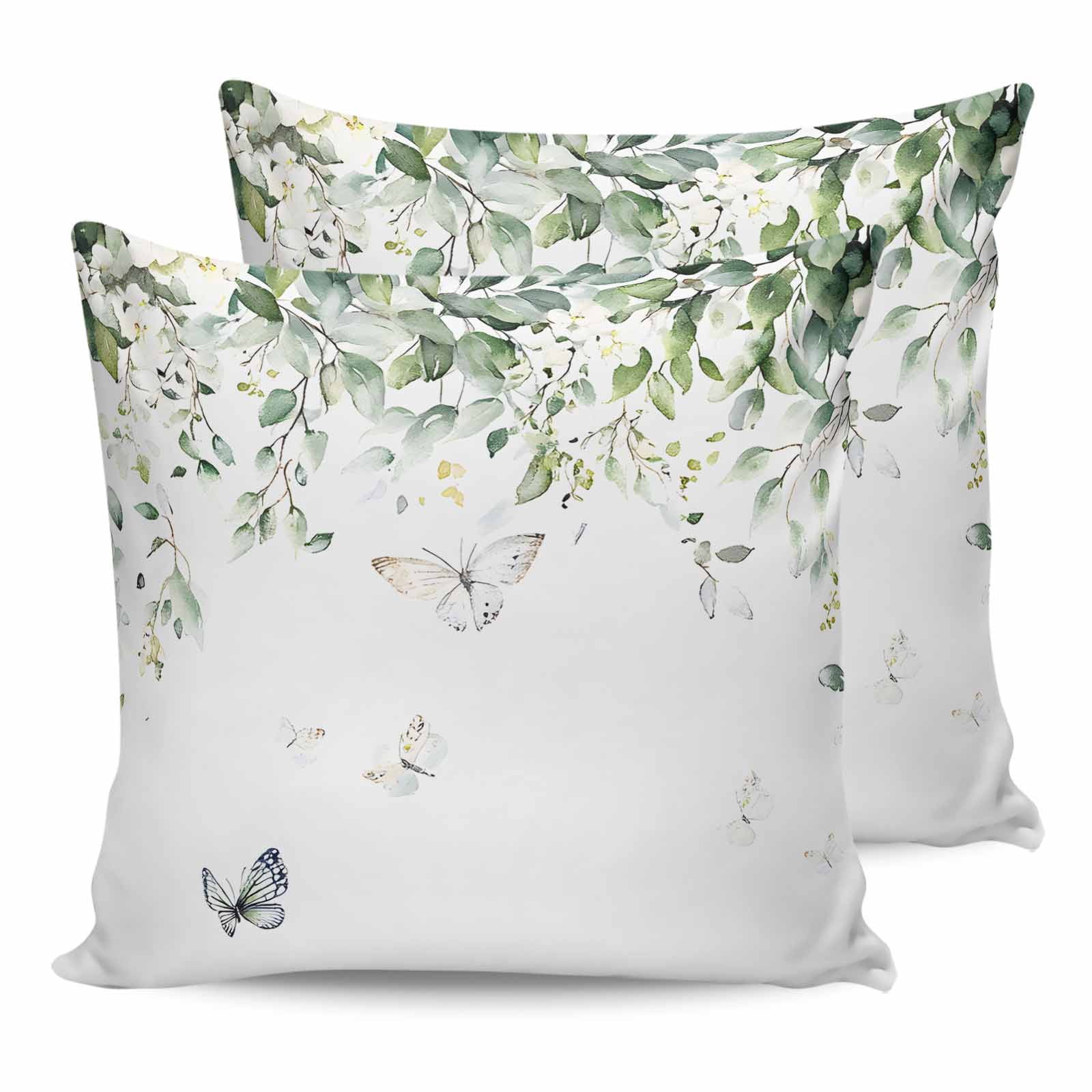 14x14 Pillow Covers Set of 2, Eucalyptus Throw Pillow Covers Decorative ...