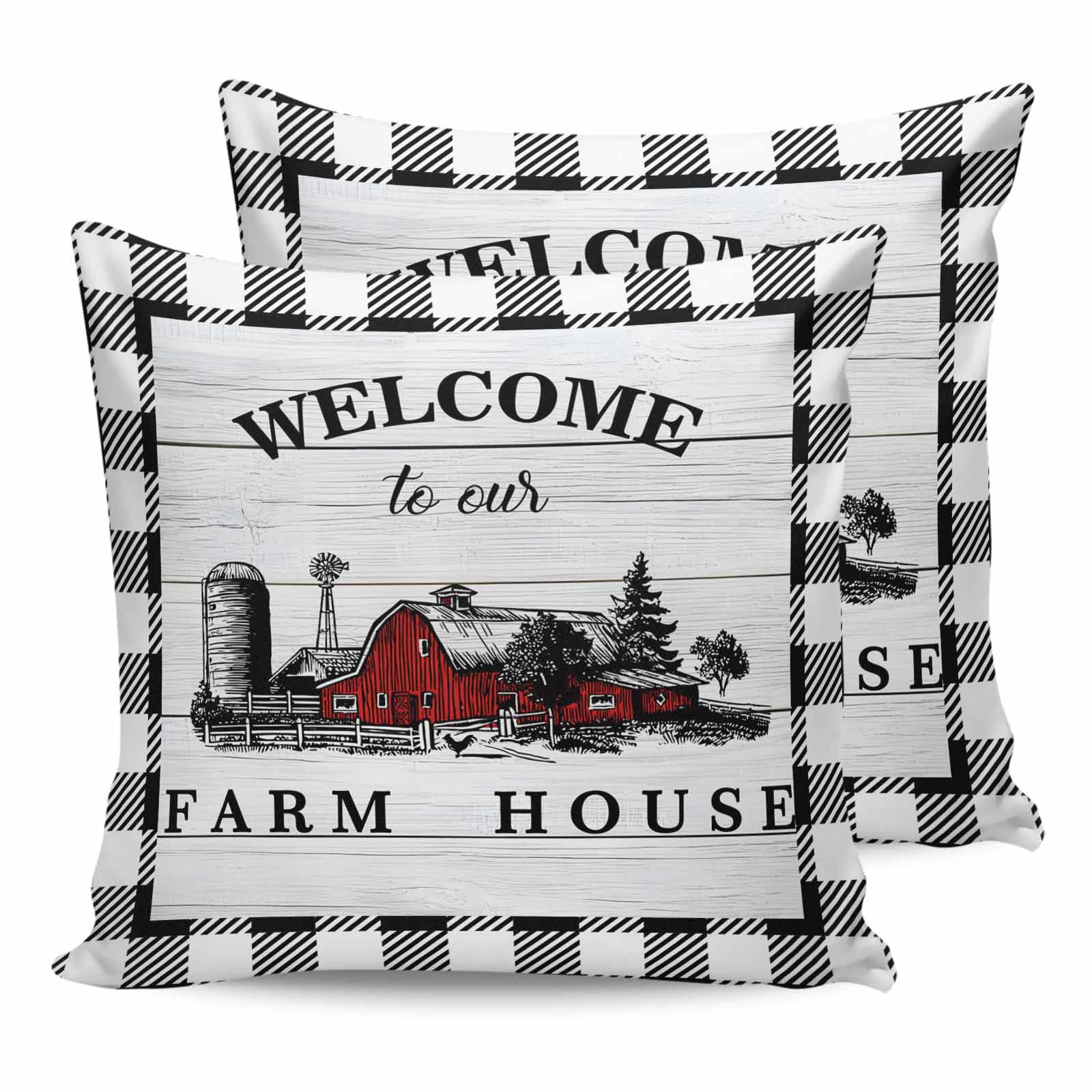 14x14 Pillow Covers Set of 2, Farmhouse Cabin Throw Pillow Covers ...