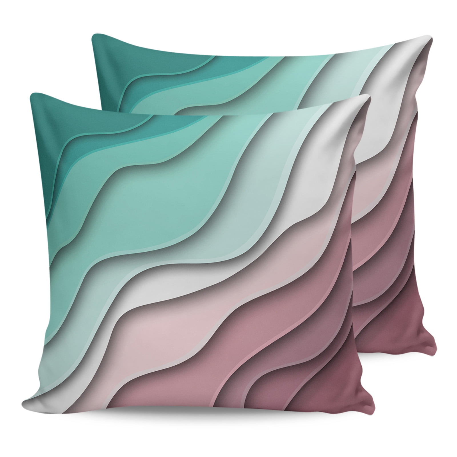 14x14 Pillow Covers Set of 2, Green Ombre Throw Pillow Covers ...
