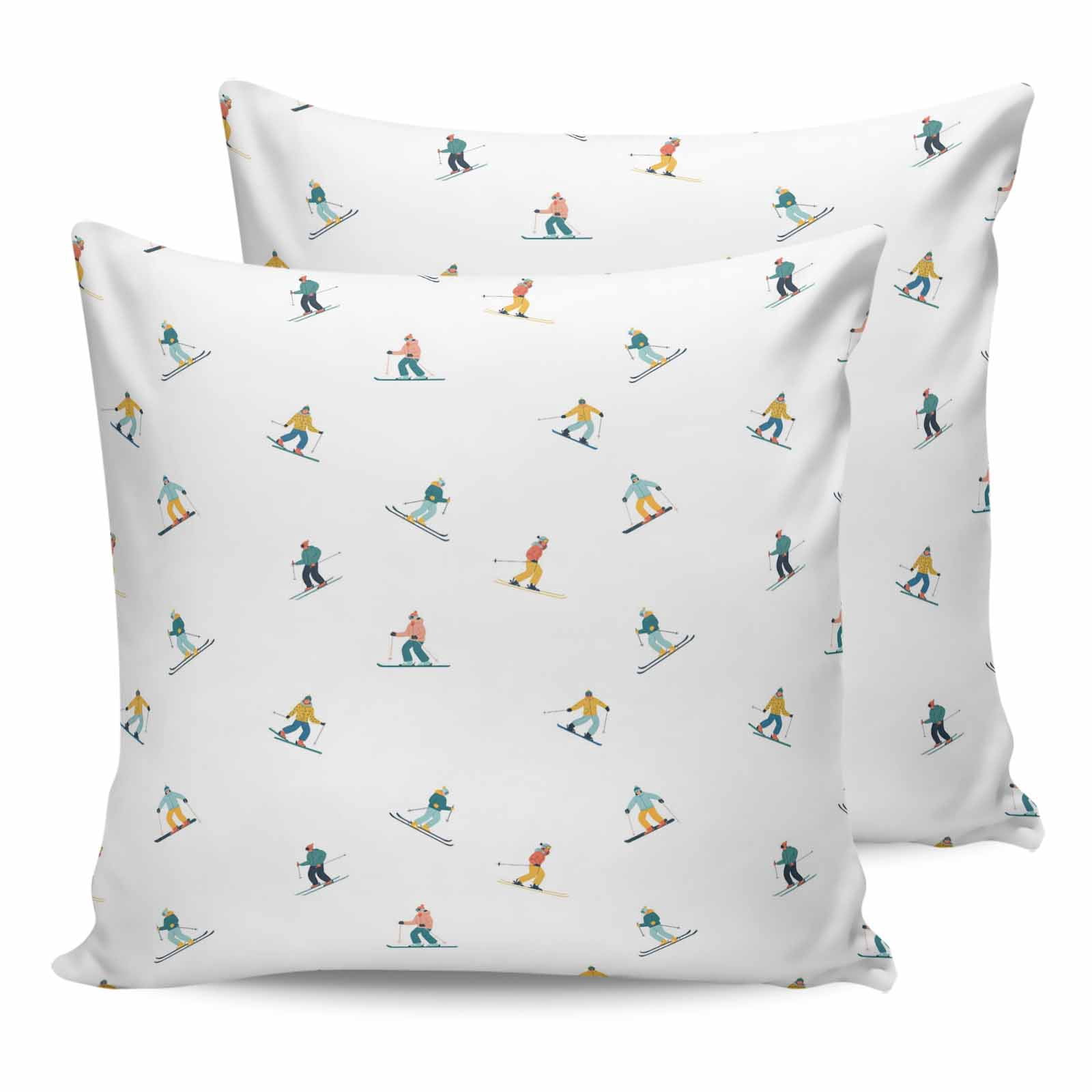 14x14 Pillow Covers Set of 2, Skiing Throw Pillow Covers Decorative ...