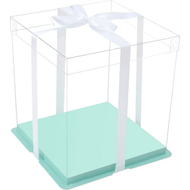 14x14x12inch Clear Cake Box with Ribbon, 12inch 14inch Tall Cake Boxes ...