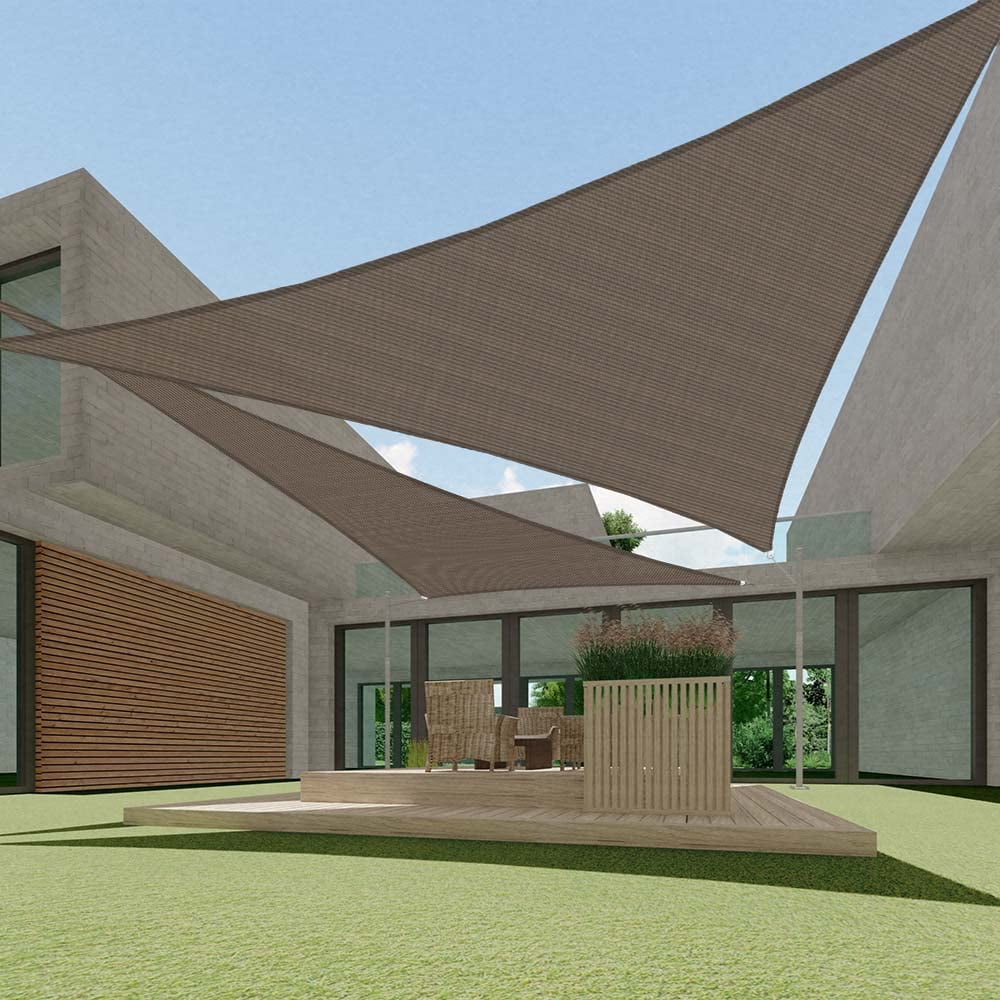 14x14x14ft Triangle Sun Shade Sail, HDPE Fabric UV Resistant Canopy ...