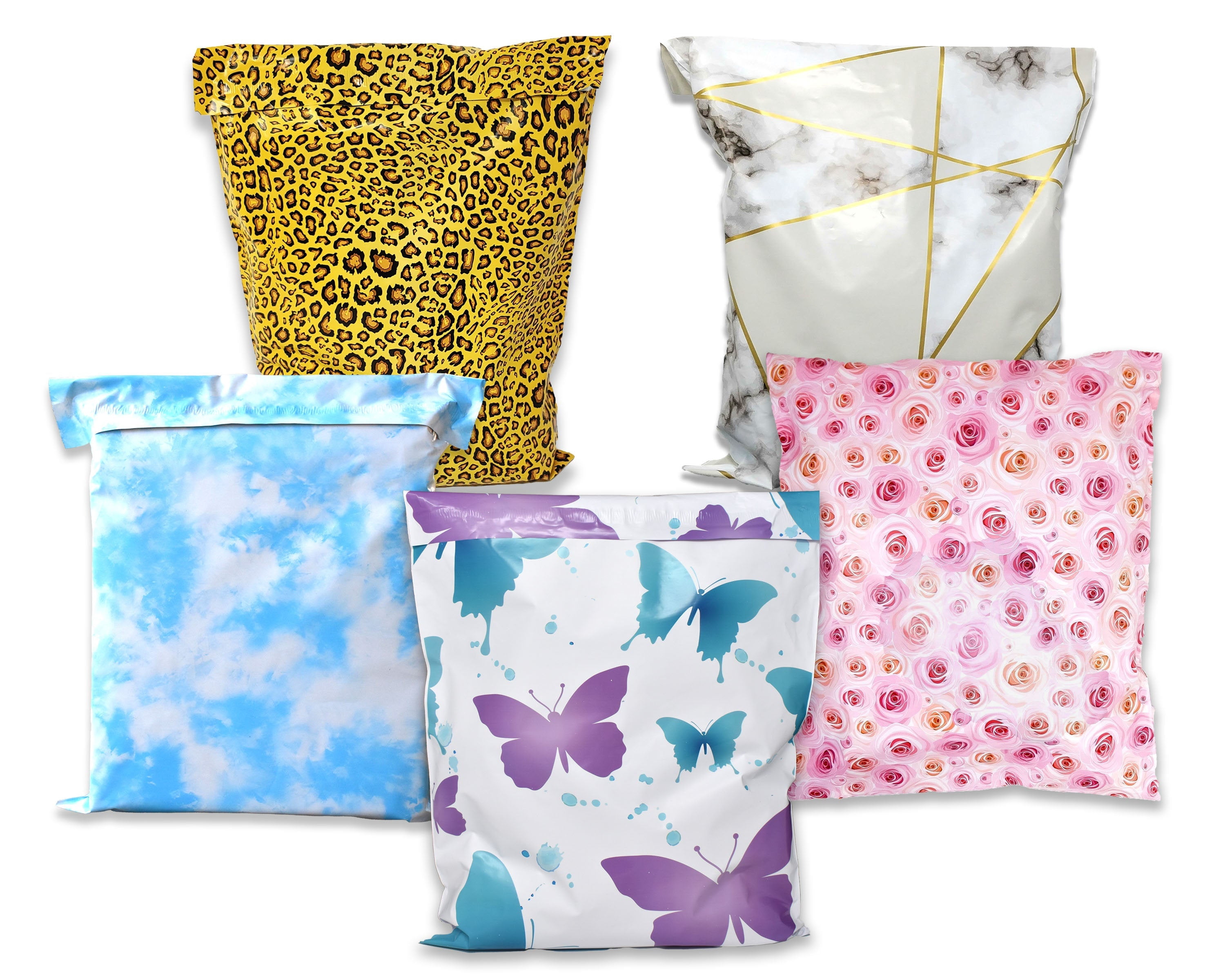 14x17 Inch Poly Mailers, Pastel Butterfly, Marble Tile, Clouds, Leopard ...
