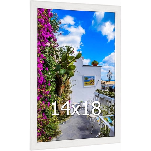 14x18 Wood Frame White, Modern Natural Woodgrain 18x14in Picture Frame ...