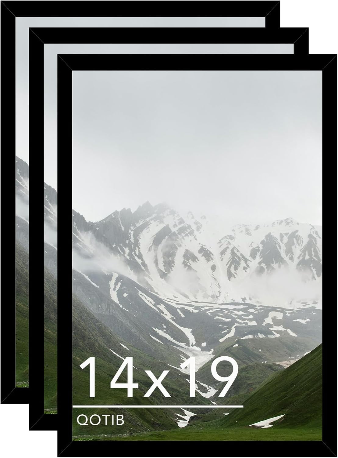 14x19 Picture Frame Black for Wall Mounting Set of 3, Horizontal and ...