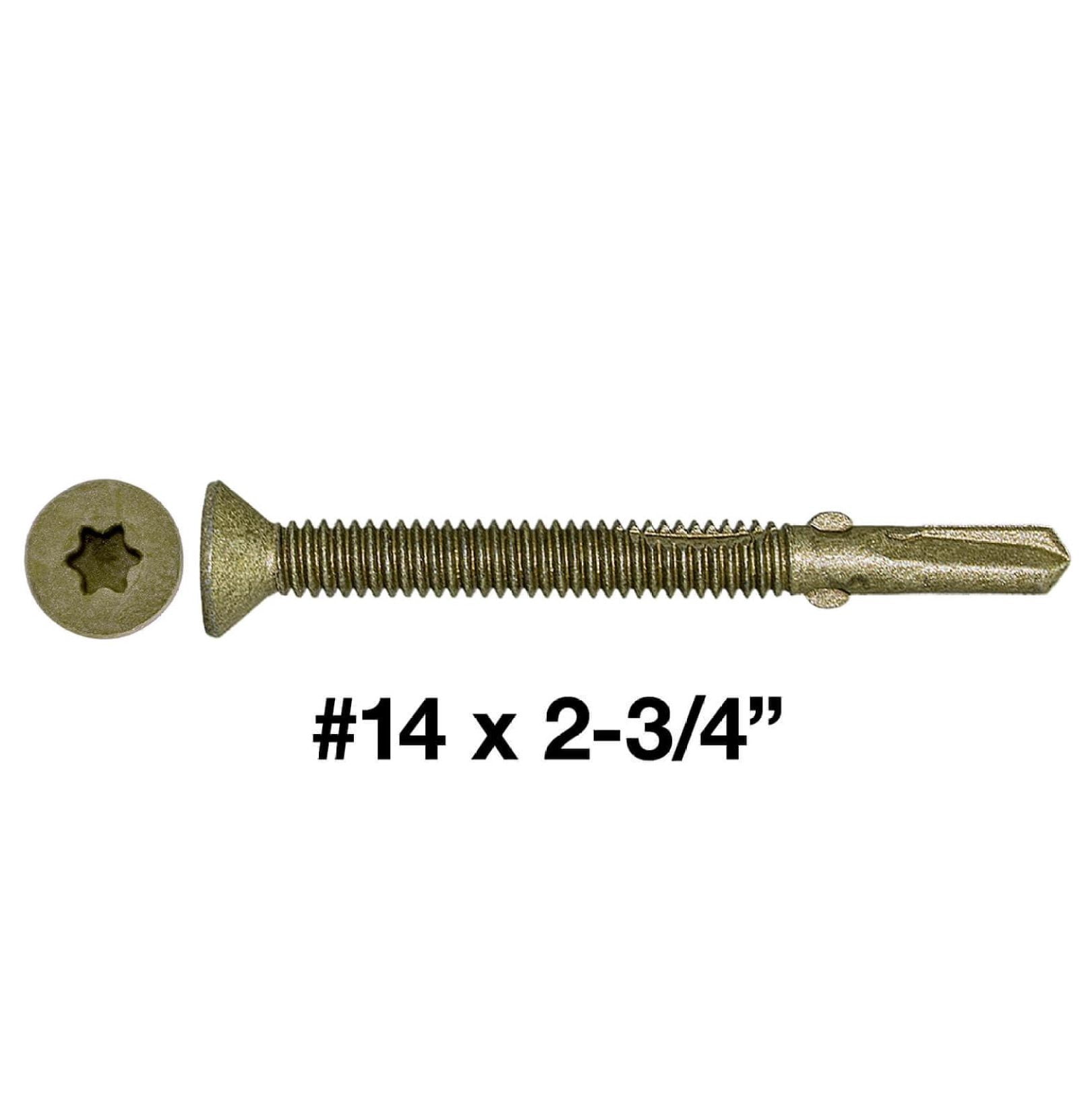 14x2-3/4 Reamer Tek Torx/Star Head Self-Drilling Wood to Metal Screws ...