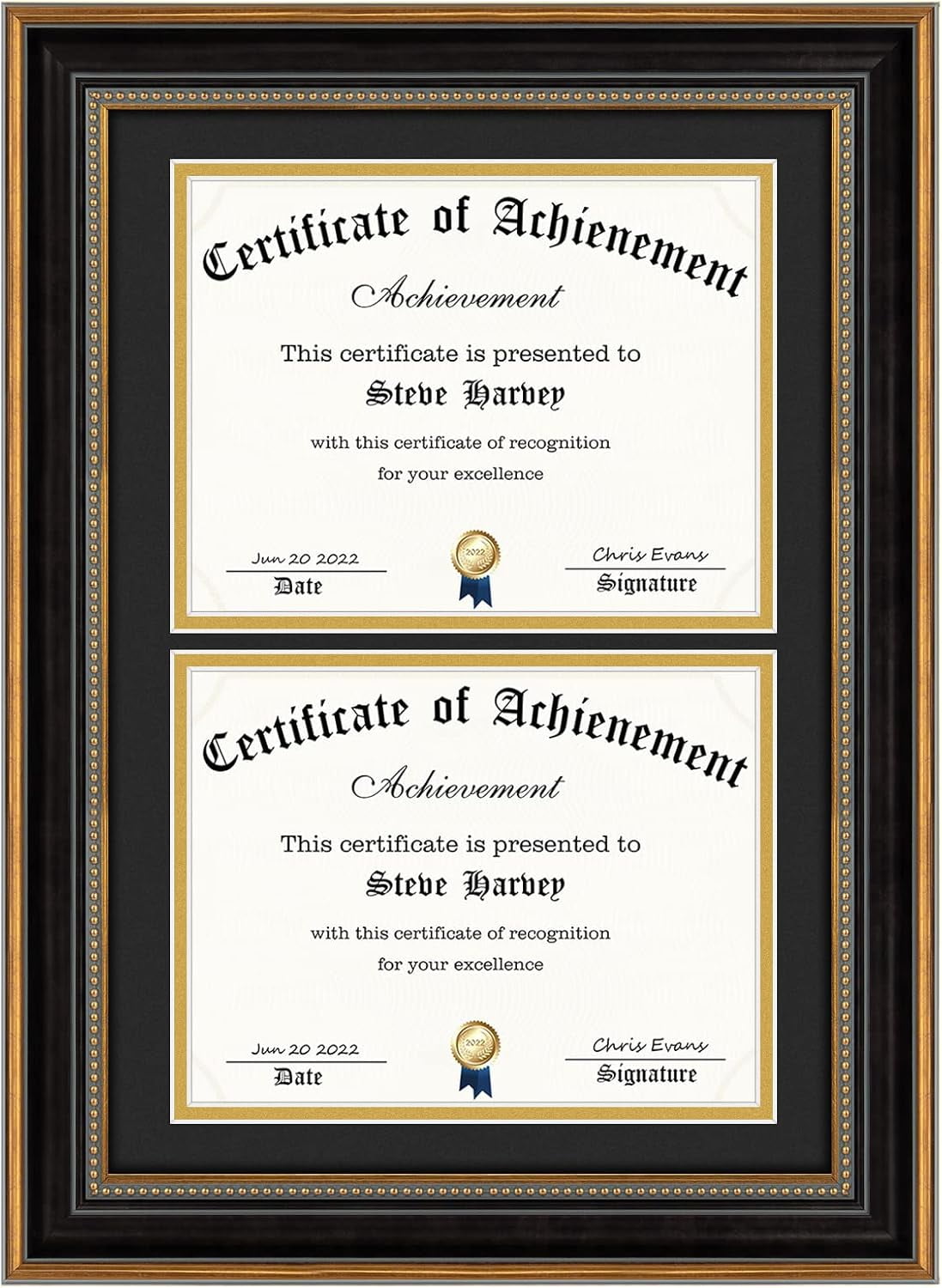 14x20 Double Certificate Frame with 2 Openings for Two 8.5x11 Diplomas ...