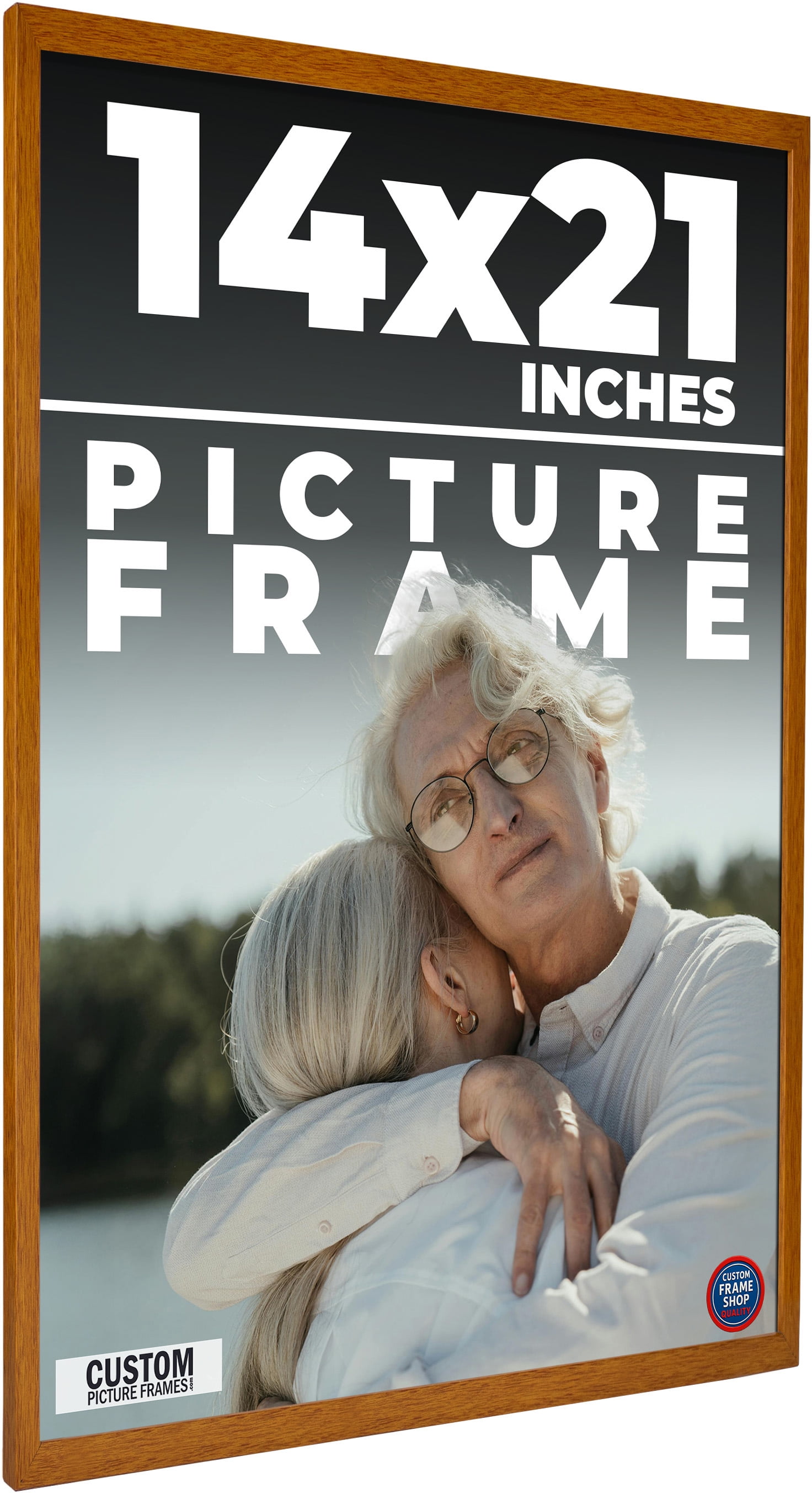 14x21 - 14 x 21 Honey Pecan Flat Solid Wood Frame with UV Framer's ...