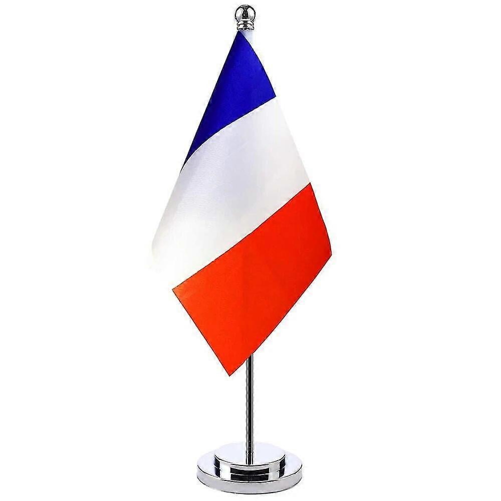 14x21cm Office Desk Cabinet Flag Of France Table Stand Pole Flagtick ...