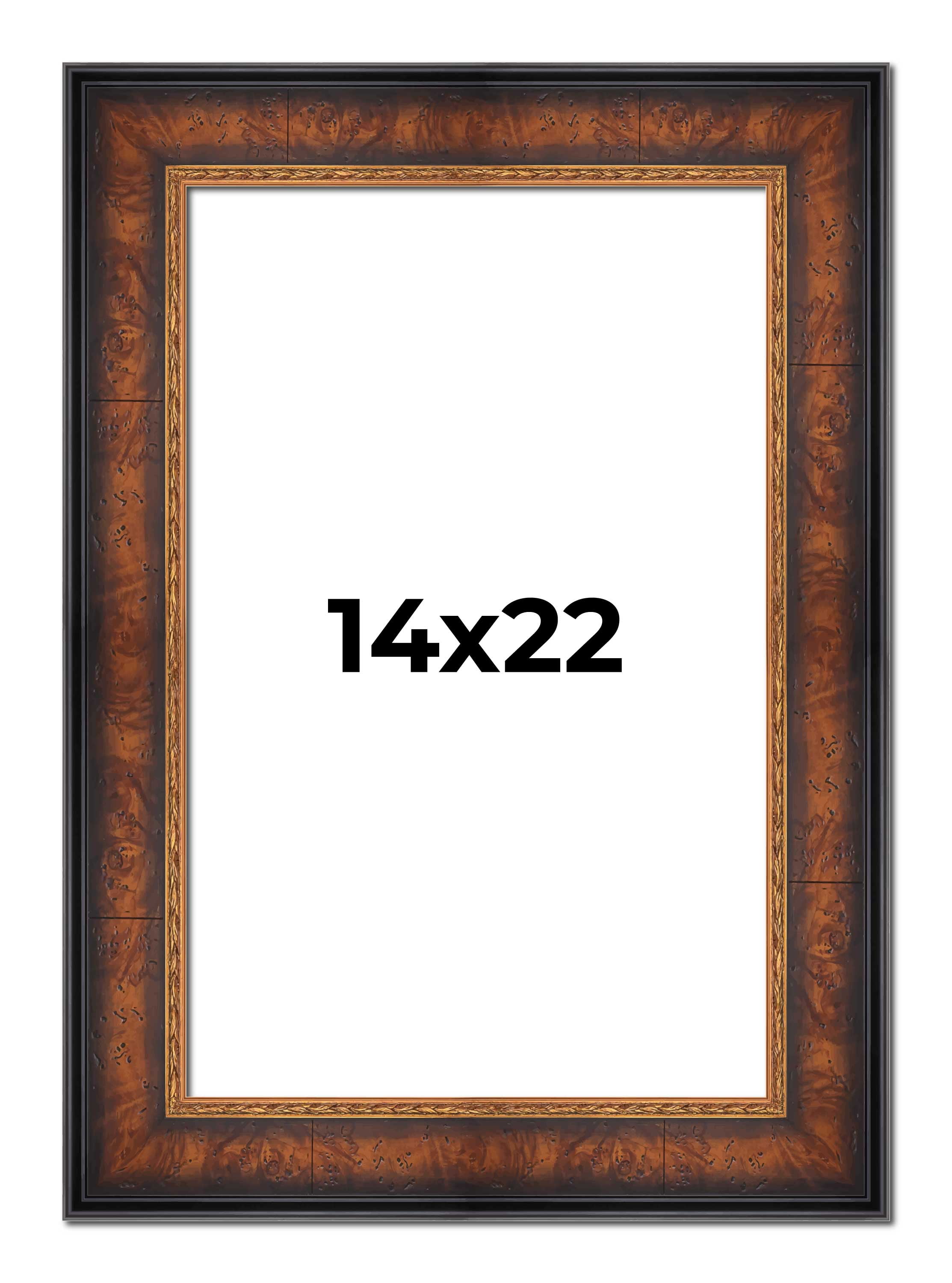 14x22 Frame Brown Walnut Gold Ornate Trim Solid Wood Plein Air Picture ...