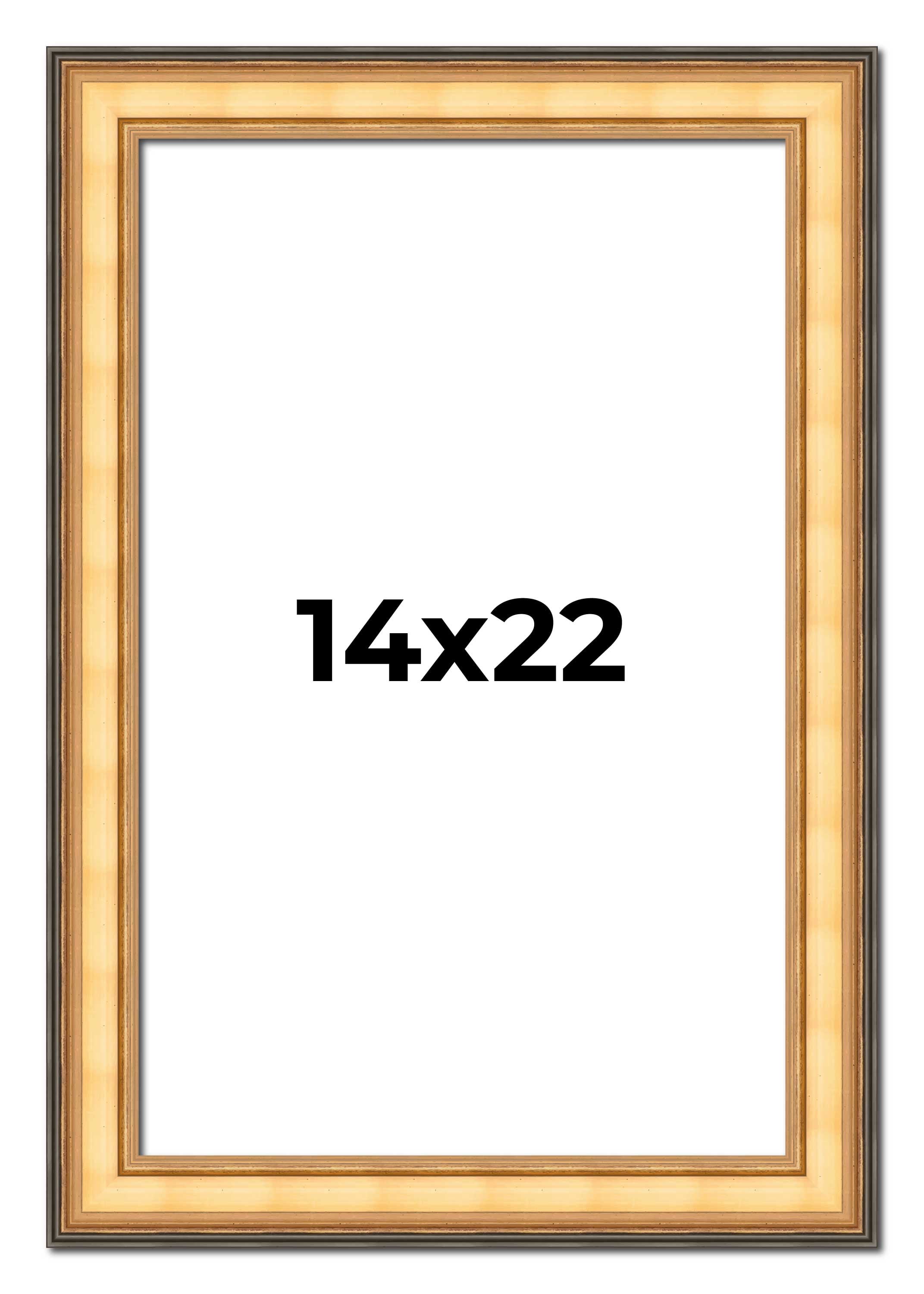 14x22 Frame Gold Plein Aire Solid Wood Picture Frame Width 2 Inches ...