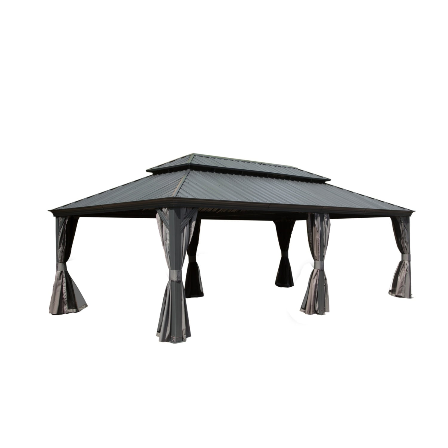 14x22FT Hardtop Gazebo Galvanized Steel Double Roof Aluminum Frame ...