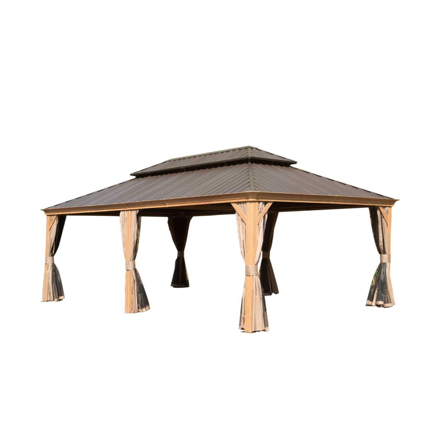 14x22FT Hardtop Gazebo Outdoor Gazebo with Galvanized Steel Double Roof ...