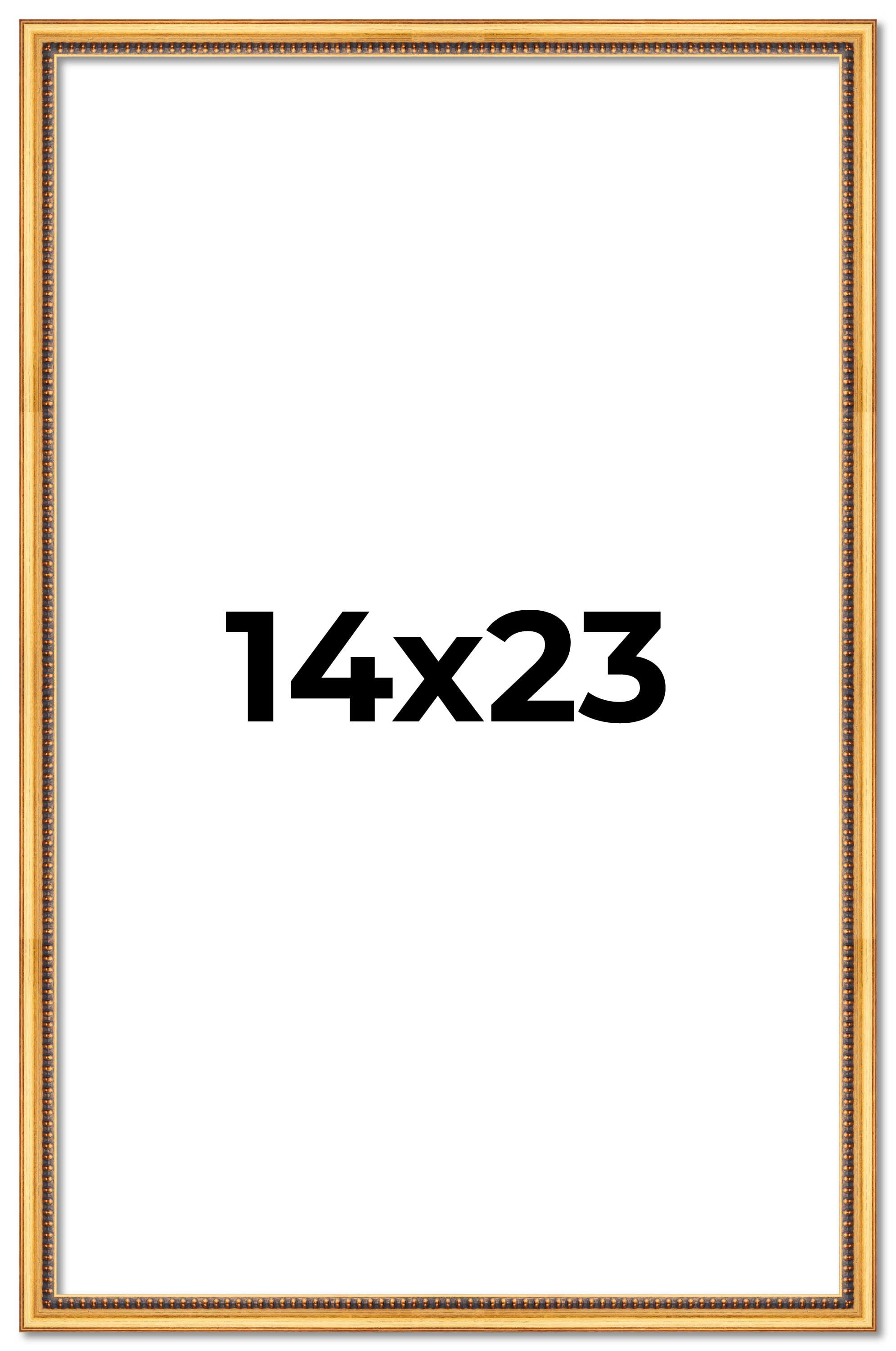 14x23 Frame Beaded Gold Solid Wood Picture Frame | 0.75 Inches Moulding ...