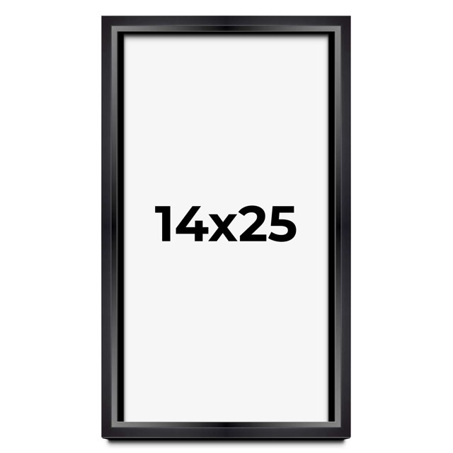 14x25 Shadow Box Frame Black | 1.25 inches Deep Real Wood Contemporary ...