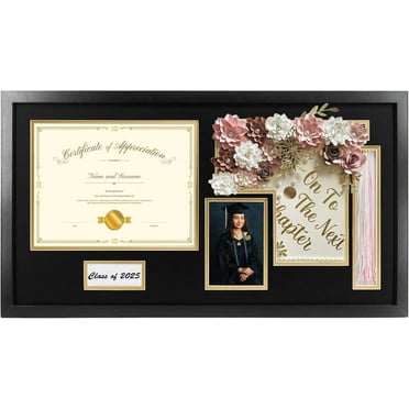 Wooden Graduation Shadow Box Frame with Cap & Tassel Holder, Diploma ...