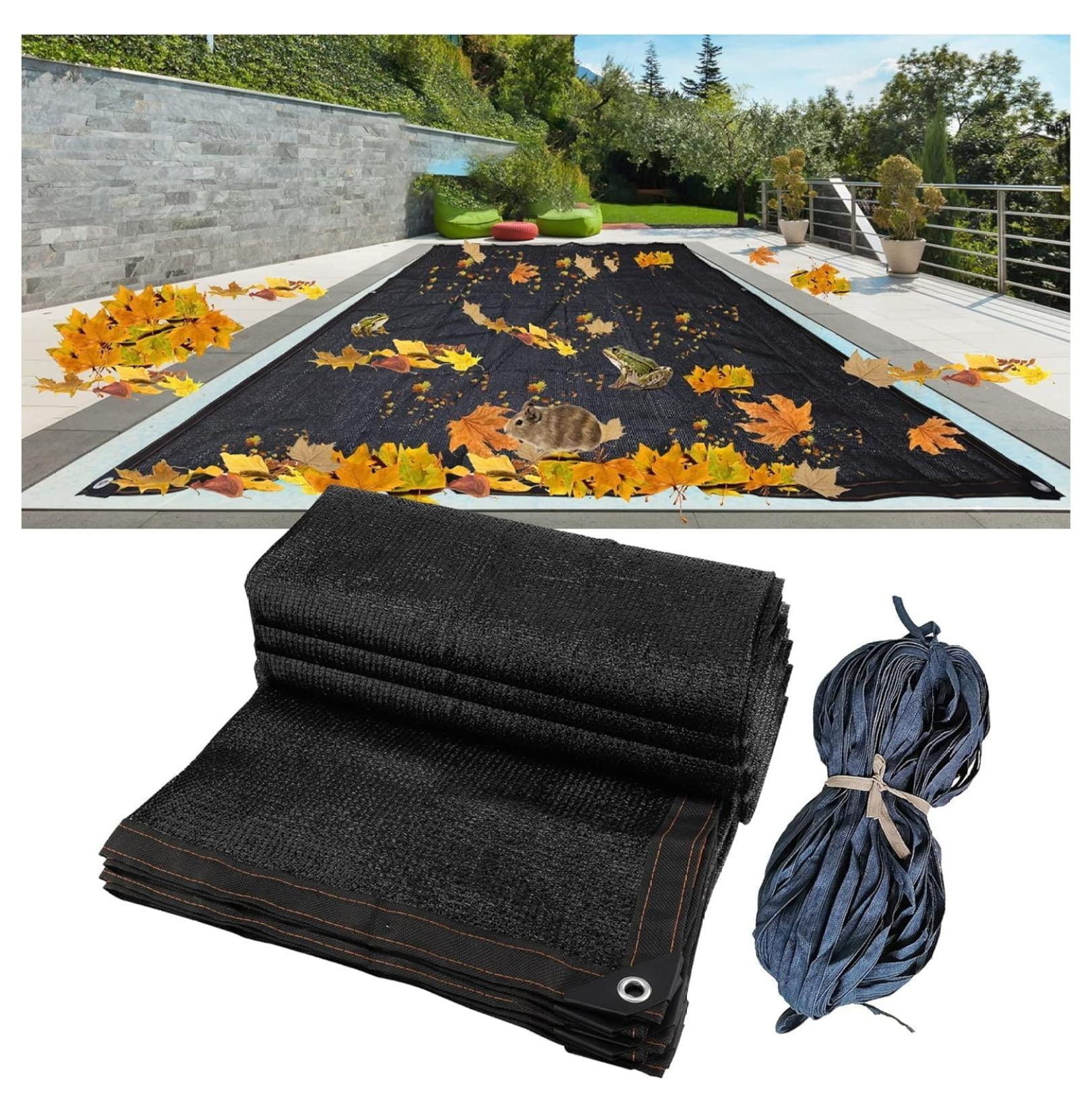 14x26ft Leaf Net Pool Cover with Rope,Rectangle Swimming Pool Net ...