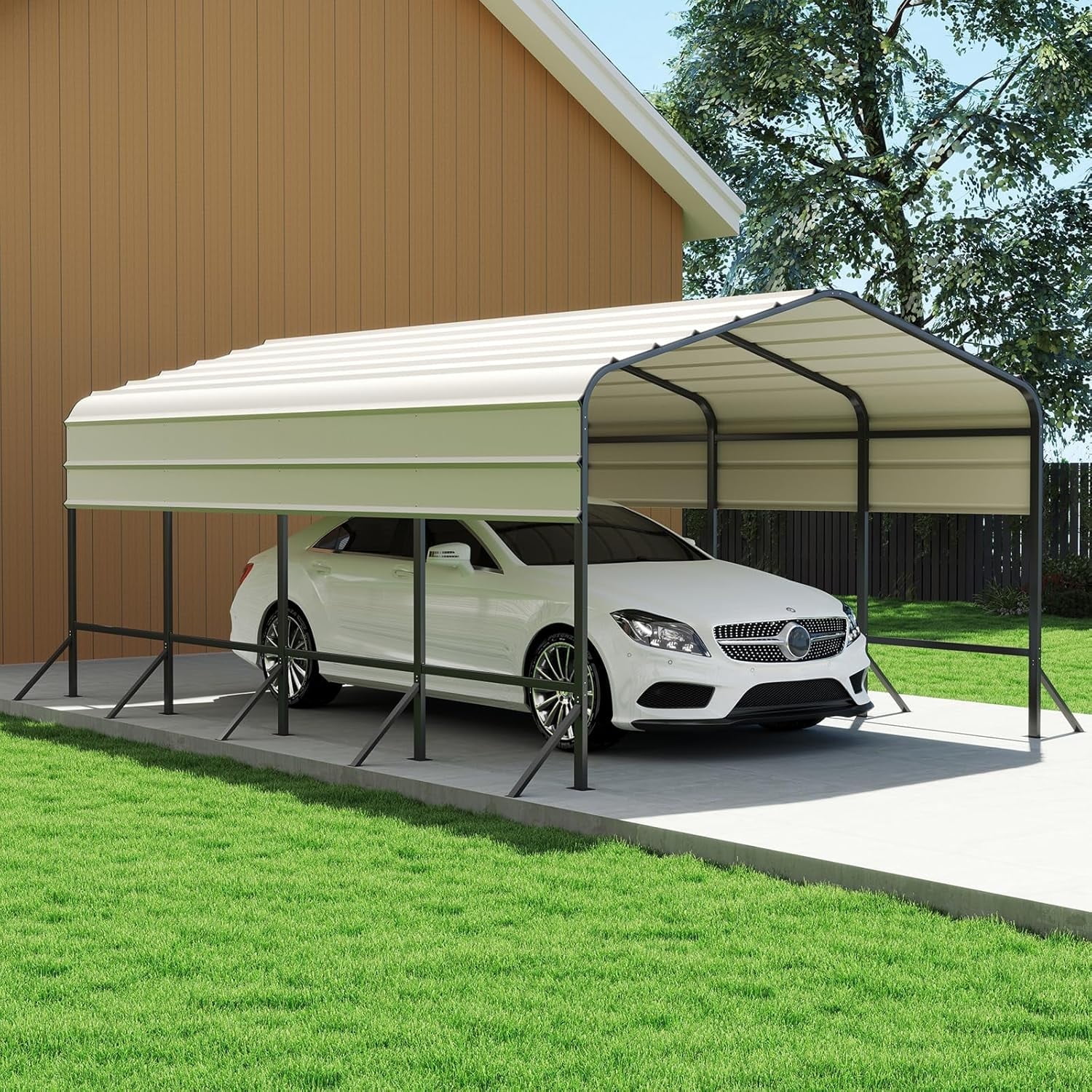 14x30 Ft RV Carport, Heavy Duty Metal Car Port, All-Weather Protection ...
