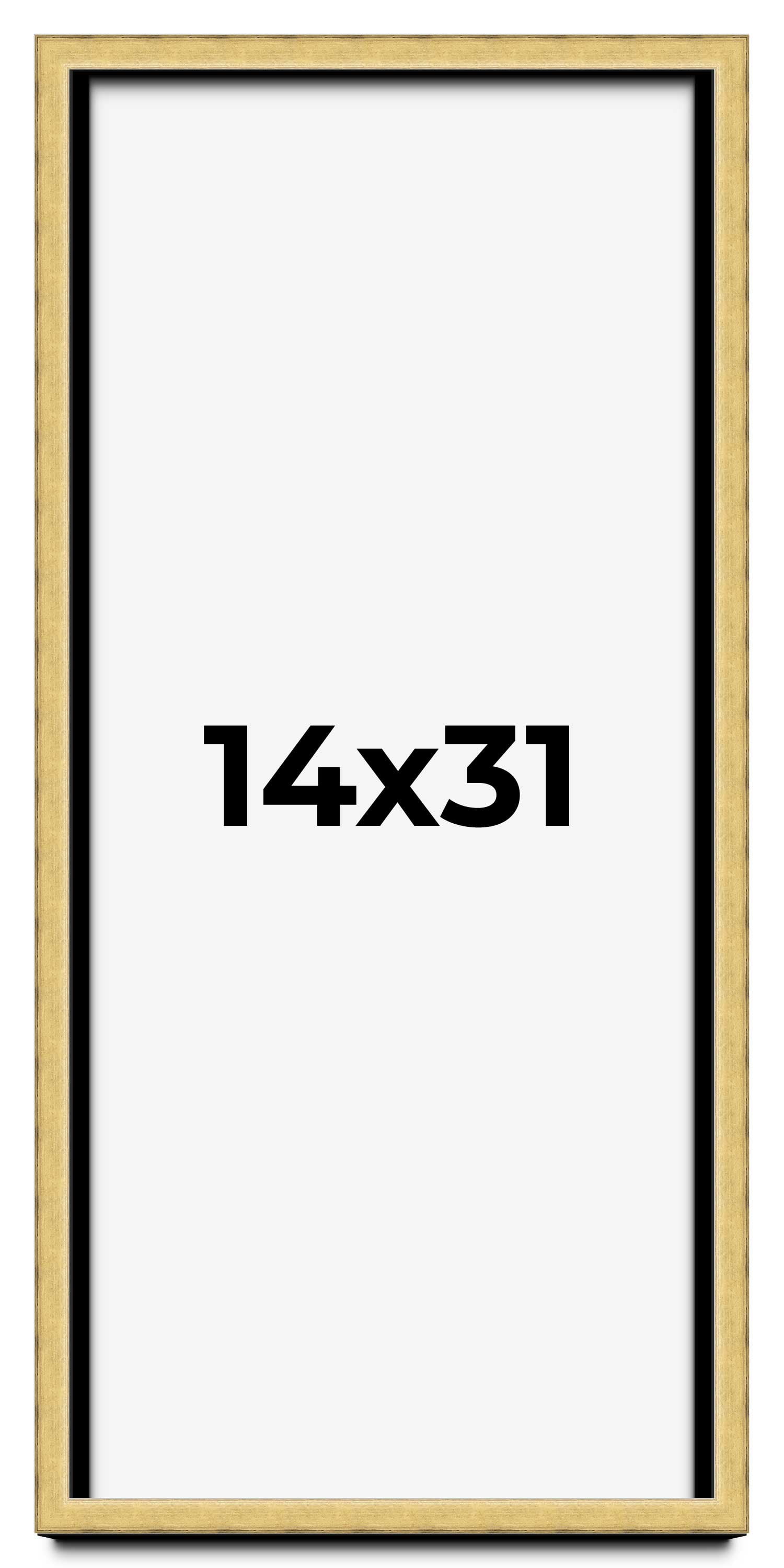 14x31 Shadow Box Frame Gold | 1.375 Inches Deep Real Wood Contemporary ...