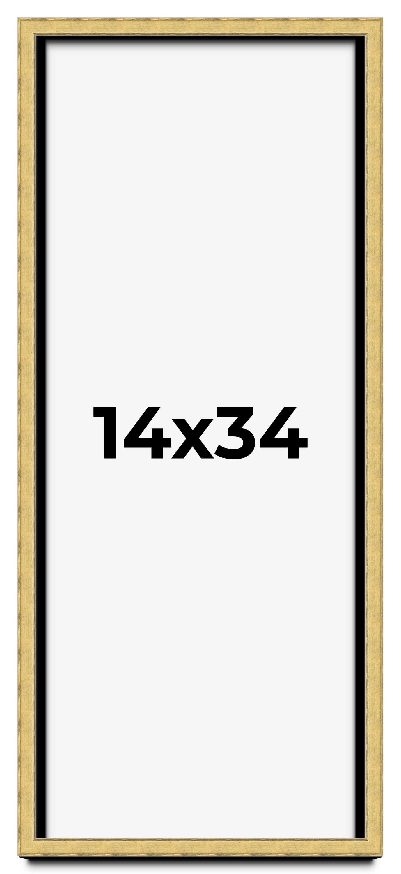 14x34 Shadow Box Frame Gold | 1.375 Inches Deep Real Wood Contemporary ...
