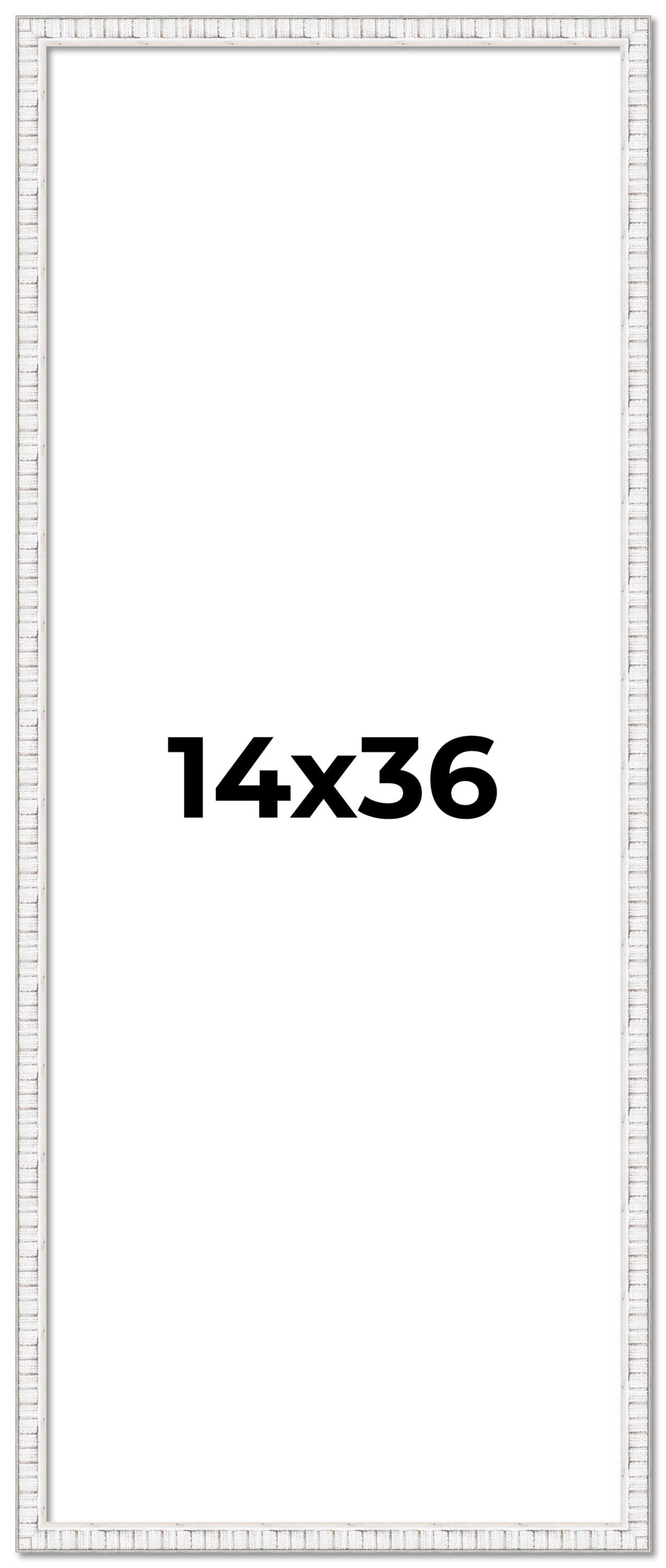 14x36 Frame White Scuffed Rustic Solid Wood Picture Frame | 0.75 Inch ...