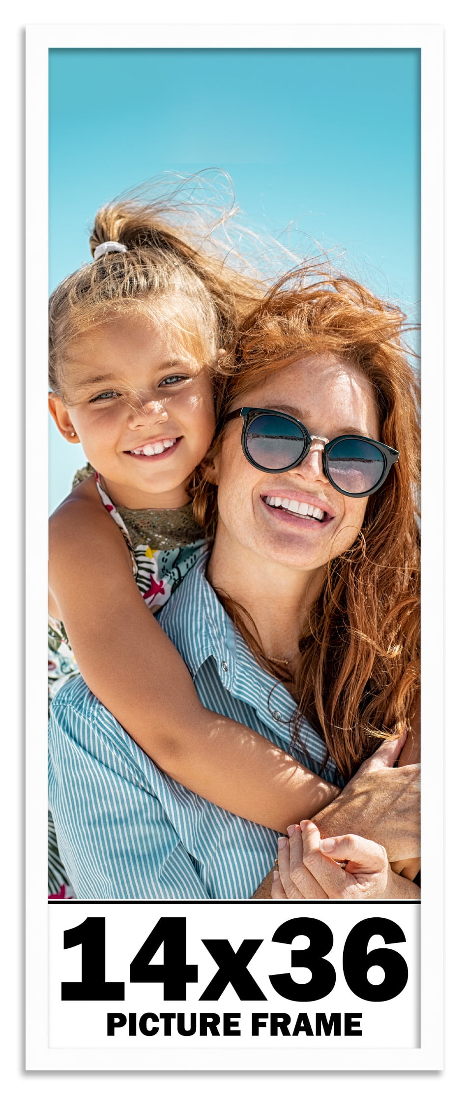 14x36 Frame White Solid Wood Picture Frame Includes UV Acrylic Shatter ...