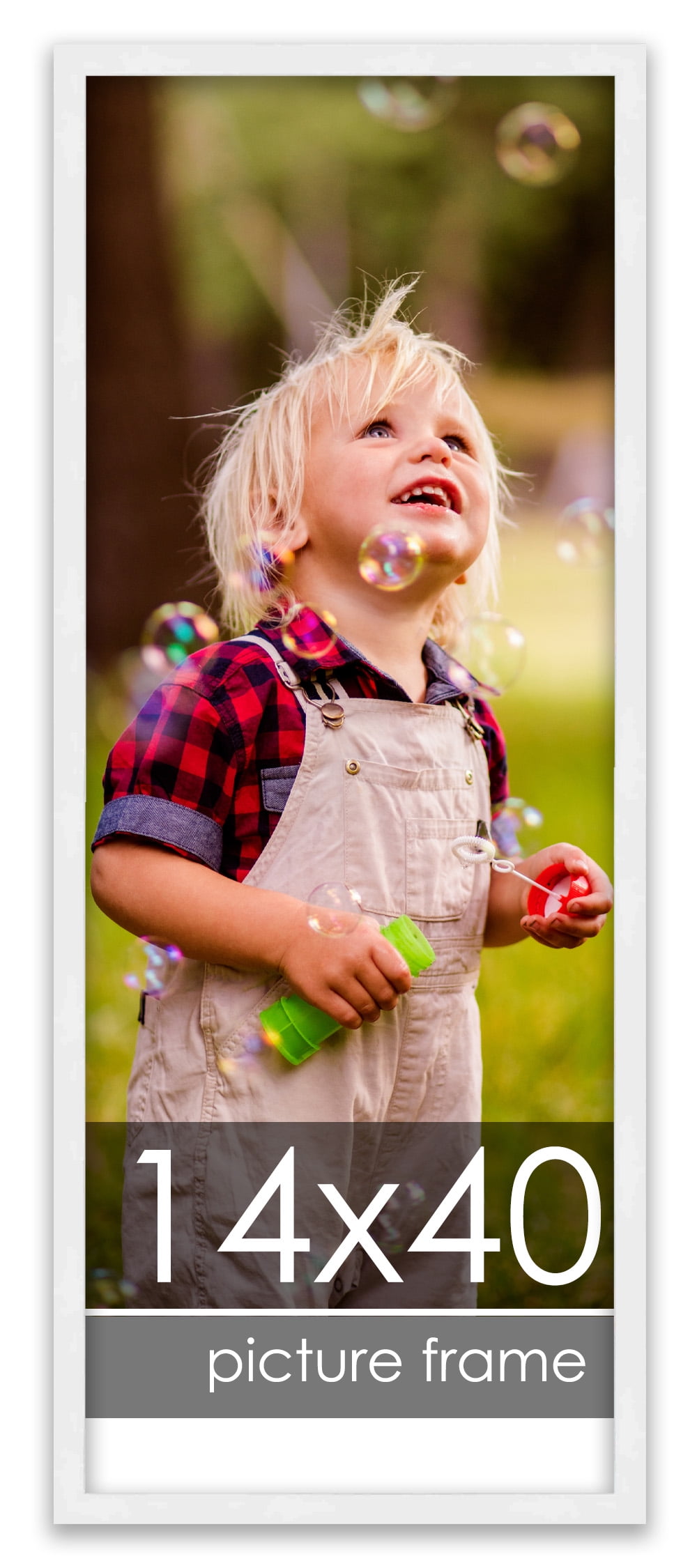 14x40 White Wood Picture Panoramic Frame - UV Acrylic, Foam Board ...