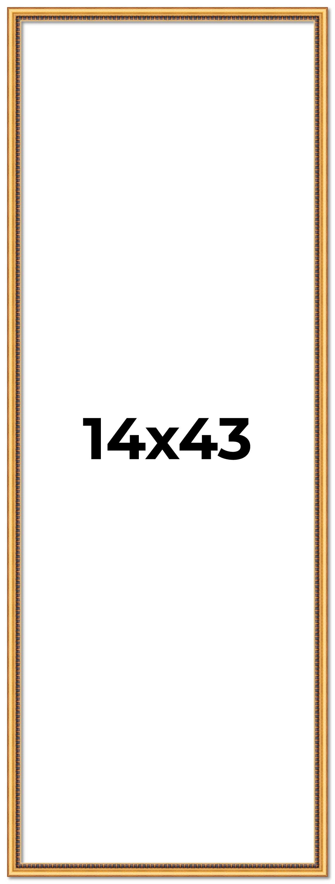 14x43 Frame Beaded Gold Solid Wood Picture Frame | 0.75 Inches Moulding ...