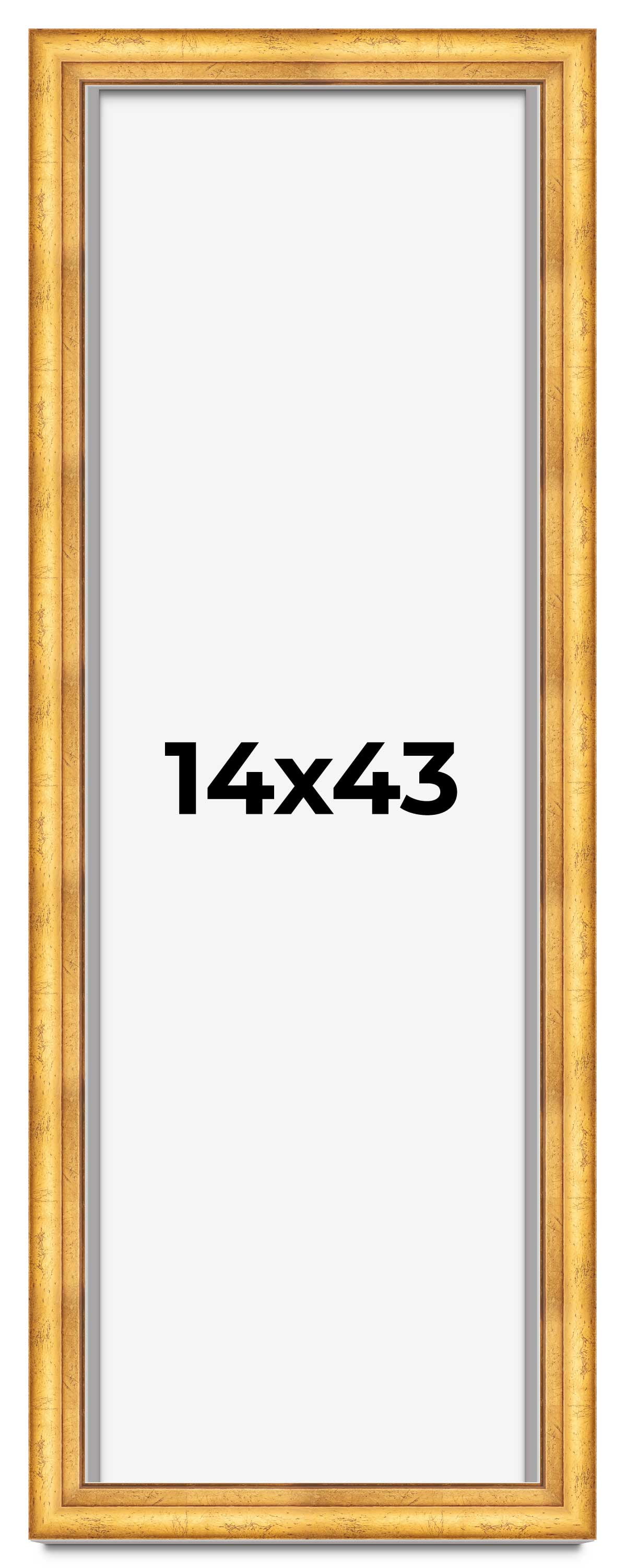 14x43 Shadow Box Frame Gold | 1.75 Inches Deep Real Wood Traditional ...