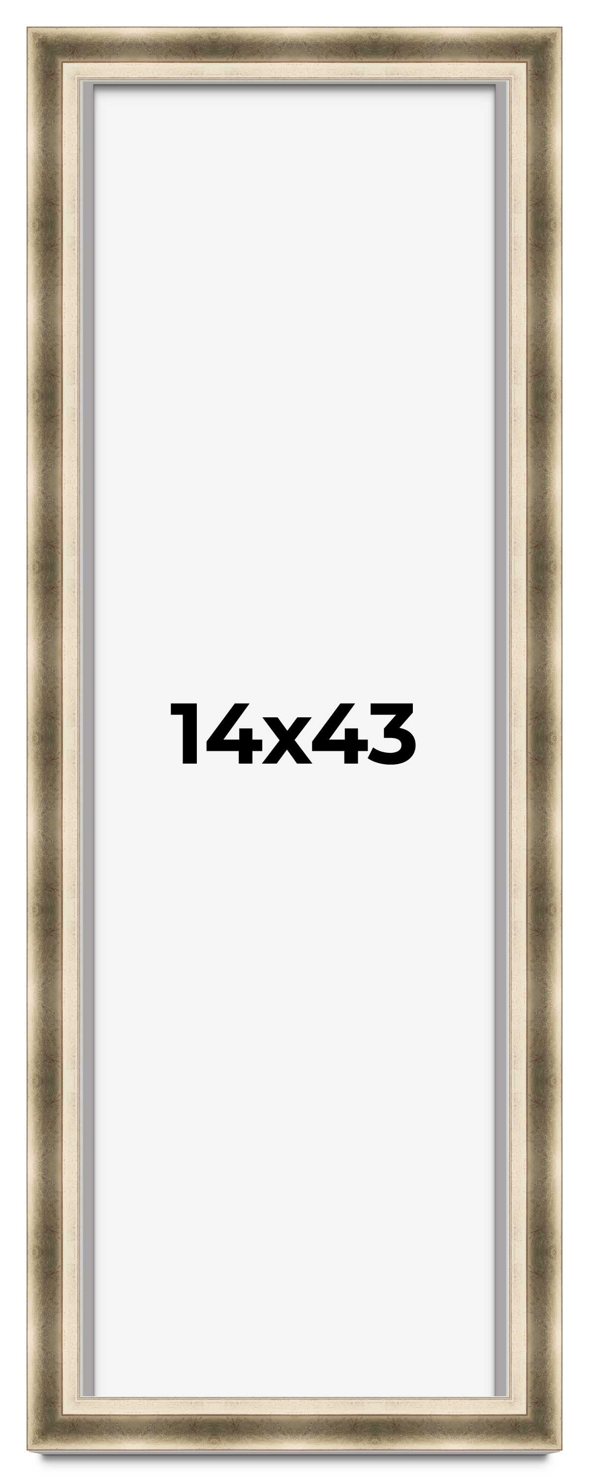 14x43 Shadow Box Frame Silver | 1.75 inches Deep Real Wood Traditional ...
