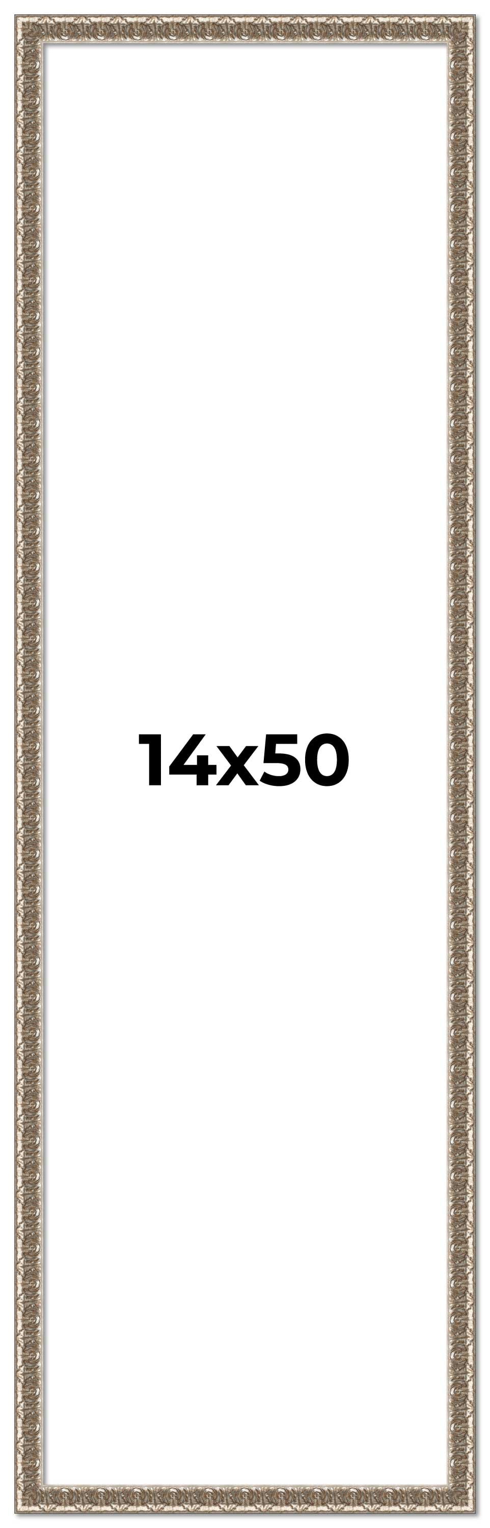 14x50 Frame Silver Versailles Ornate Solid Wood Picture Frame | 1 Inch ...