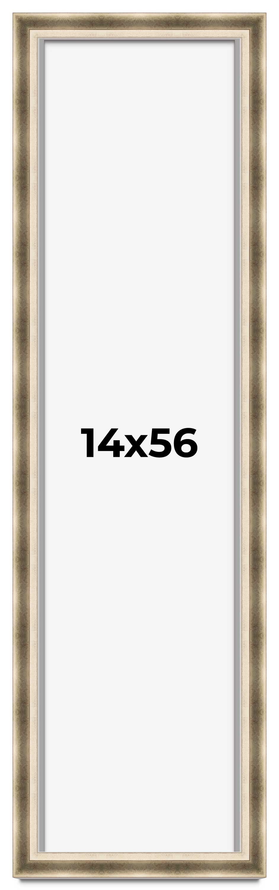 14x56 Shadow Box Frame Silver | 1.75 inches Deep Real Wood Traditional ...