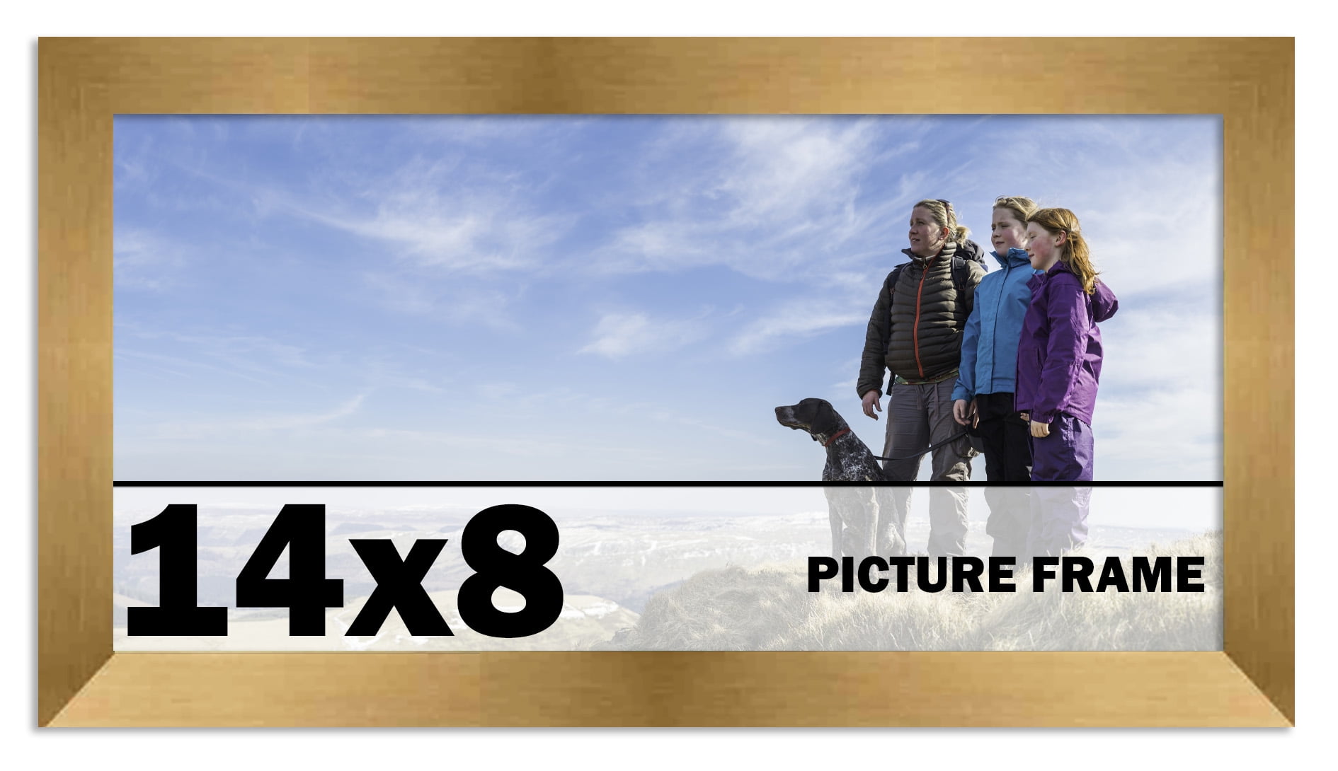 14x8 Frame Gold Bronze Modern Solid Wood Picture Frame | 0.75 Inch ...