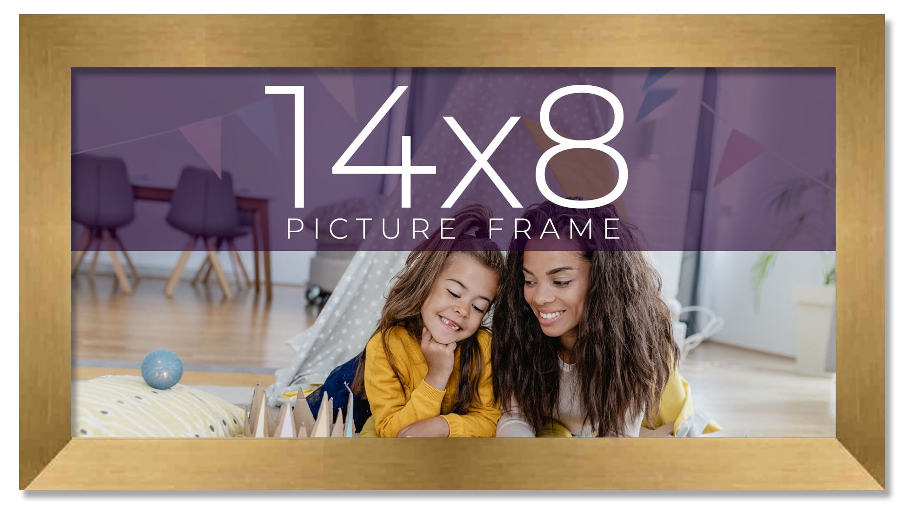 14x8 Frame Gold Bronze Solid Wood Picture Frame Width 0.75 Inches ...