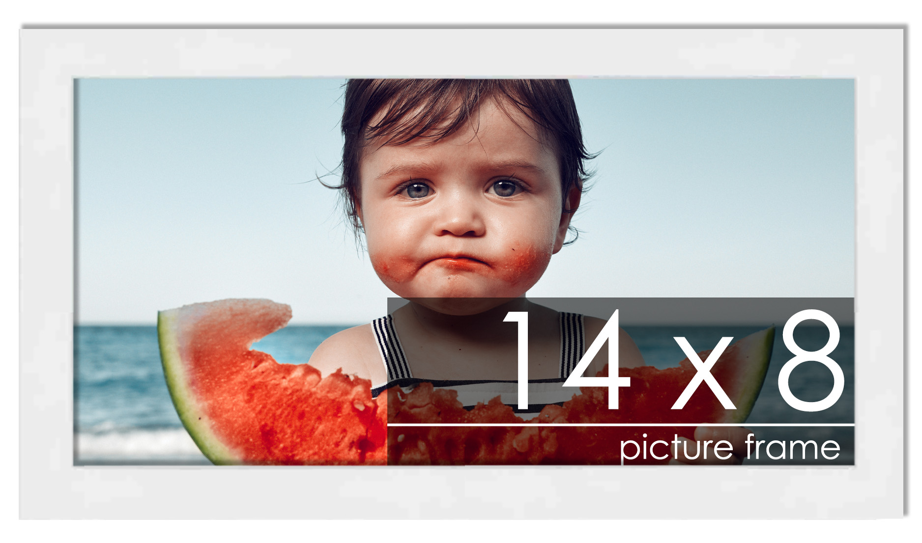 14x8 White Wood Picture Frame - UV Acrylic, Foam Board Backing, Hanging ...