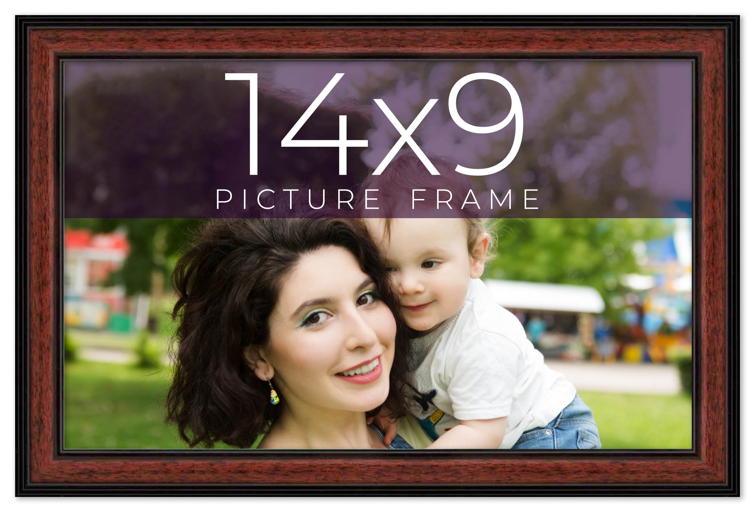 14x9 Frame Executive Brown Round Mahogany Finish Solid Wood Picture ...
