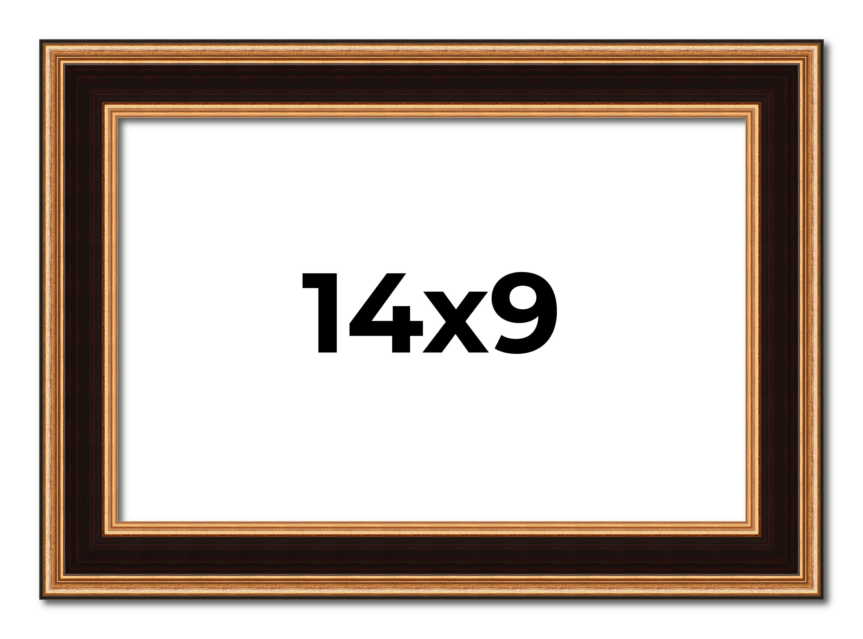 14x9 Frame Gold Brown Plein Air Vintage Solid Wood Picture Frame | 1.75 ...