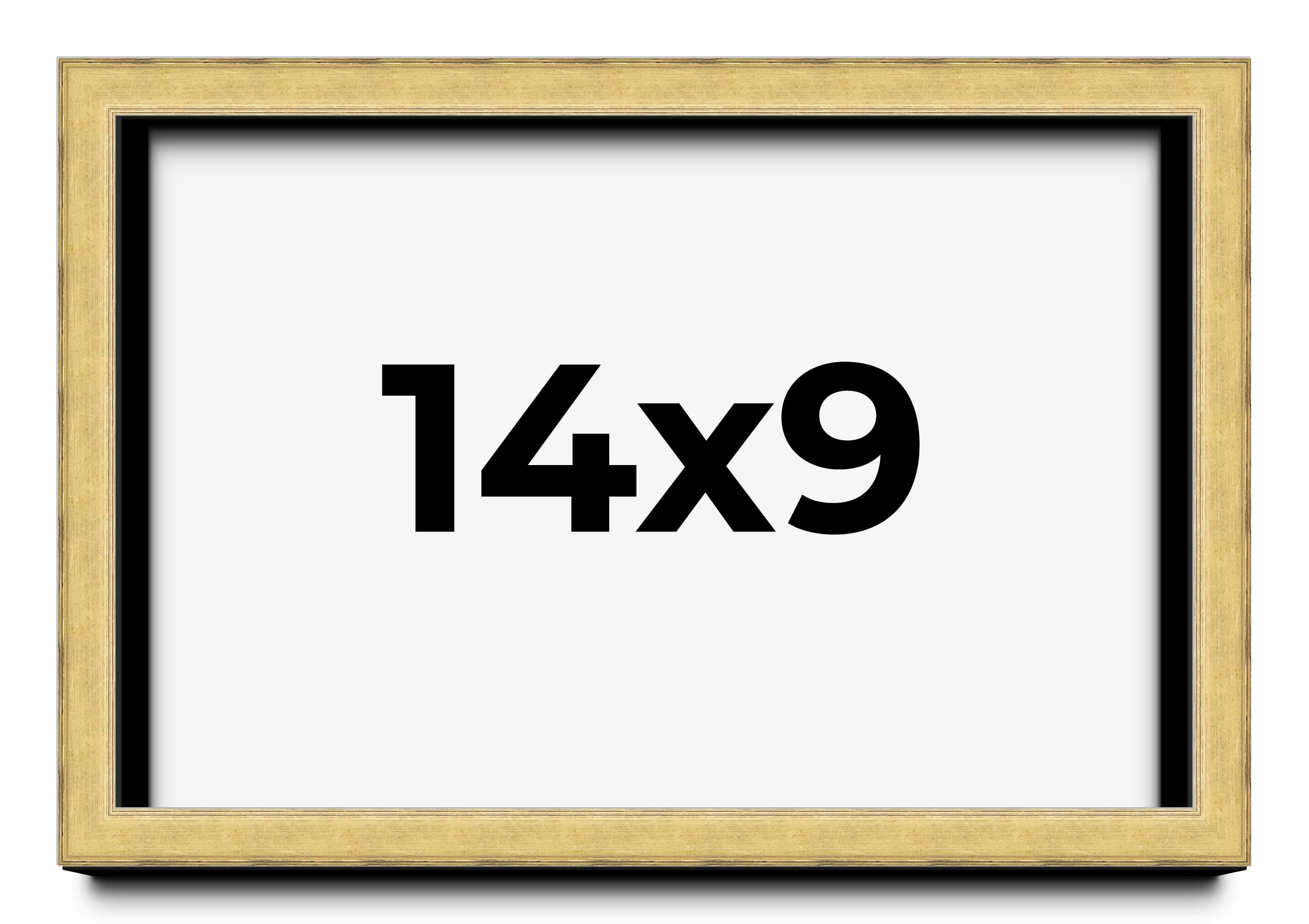 14x9 Shadow Box Frame Gold | 1.375 Inches Deep Real Wood Contemporary ...