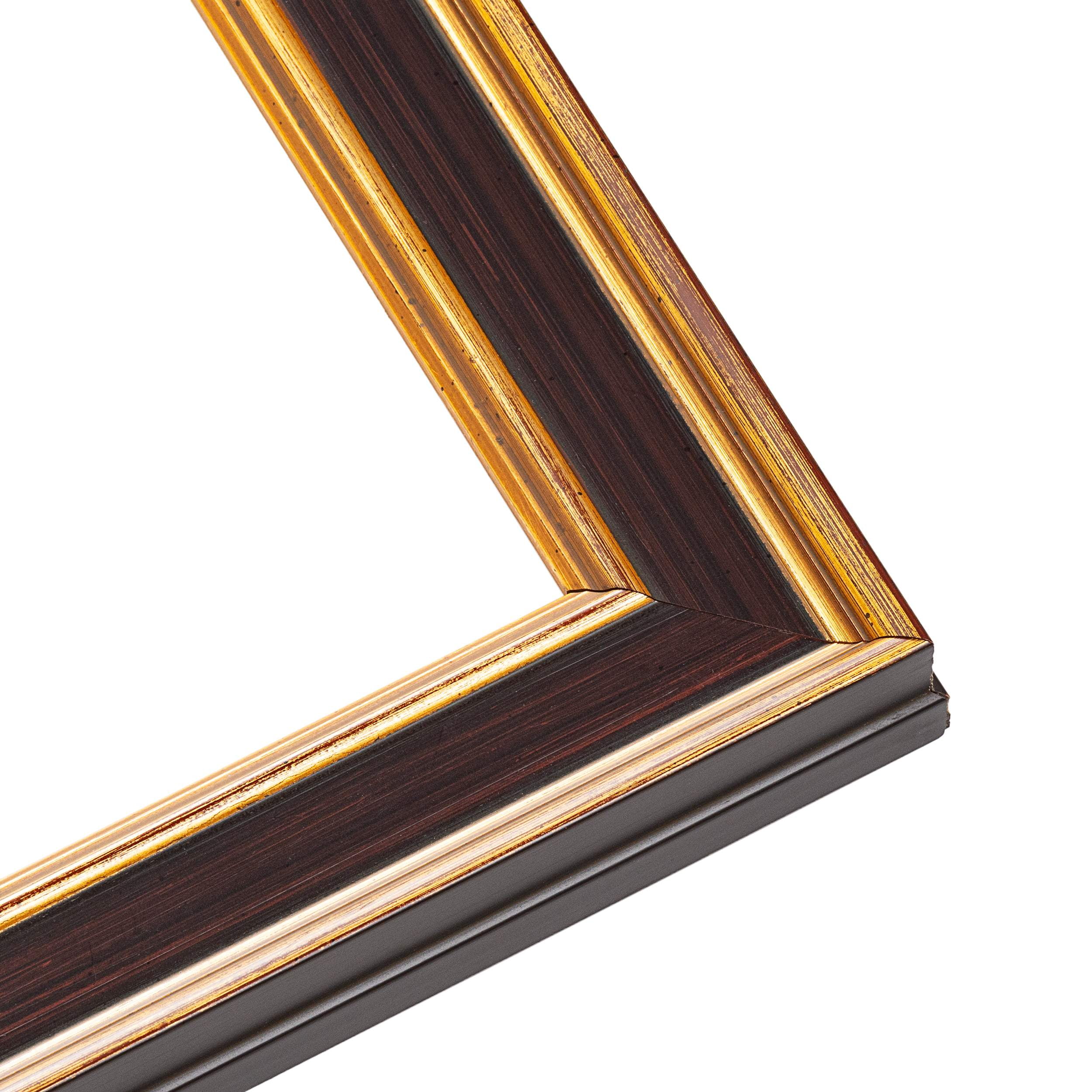 14x9 Traditional Gold Complete Wood Picture Frame with UV Acrylic, Foam ...