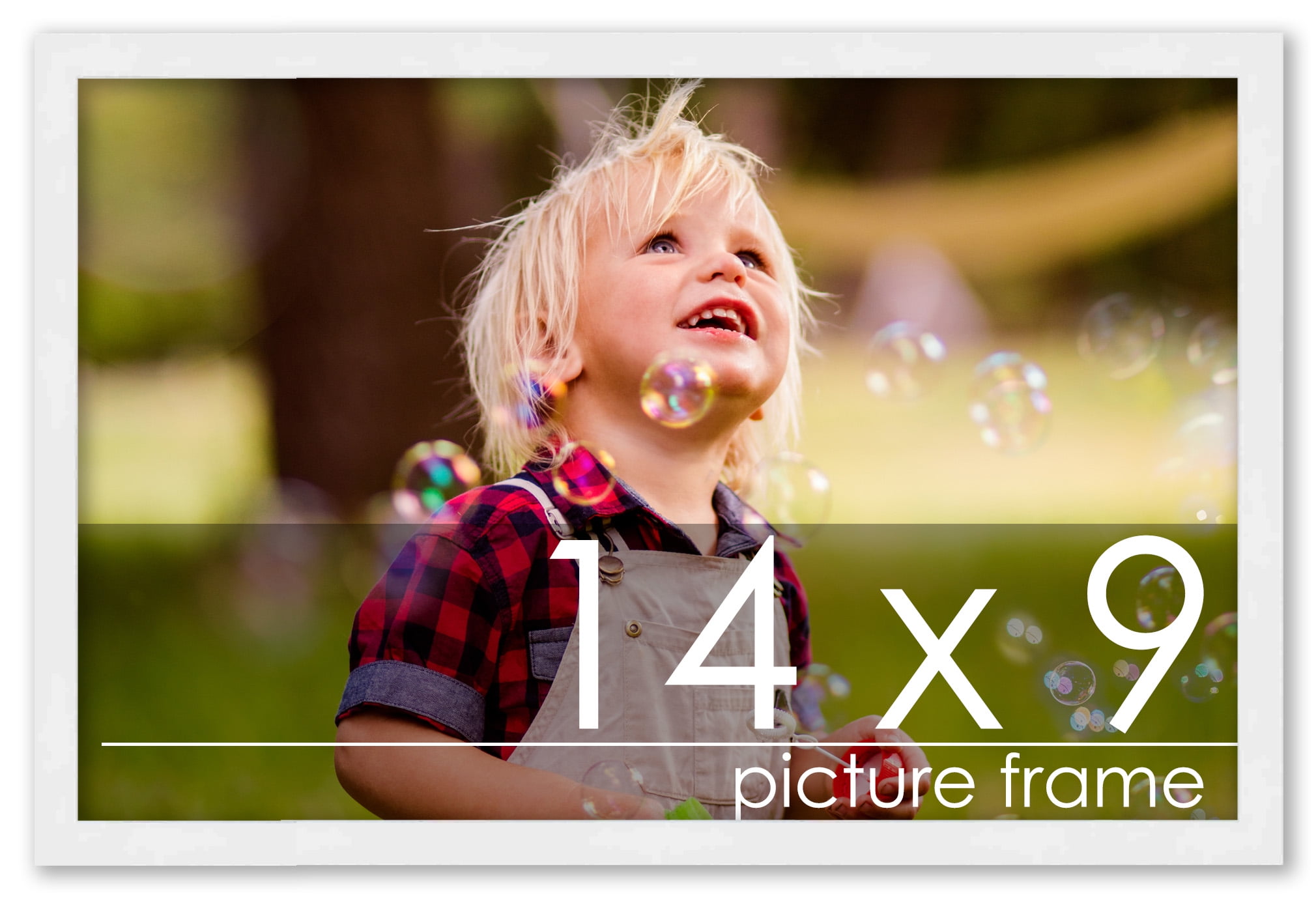 14x9 White Wood Picture Frame - UV Acrylic, Foam Board Backing, Hanging ...