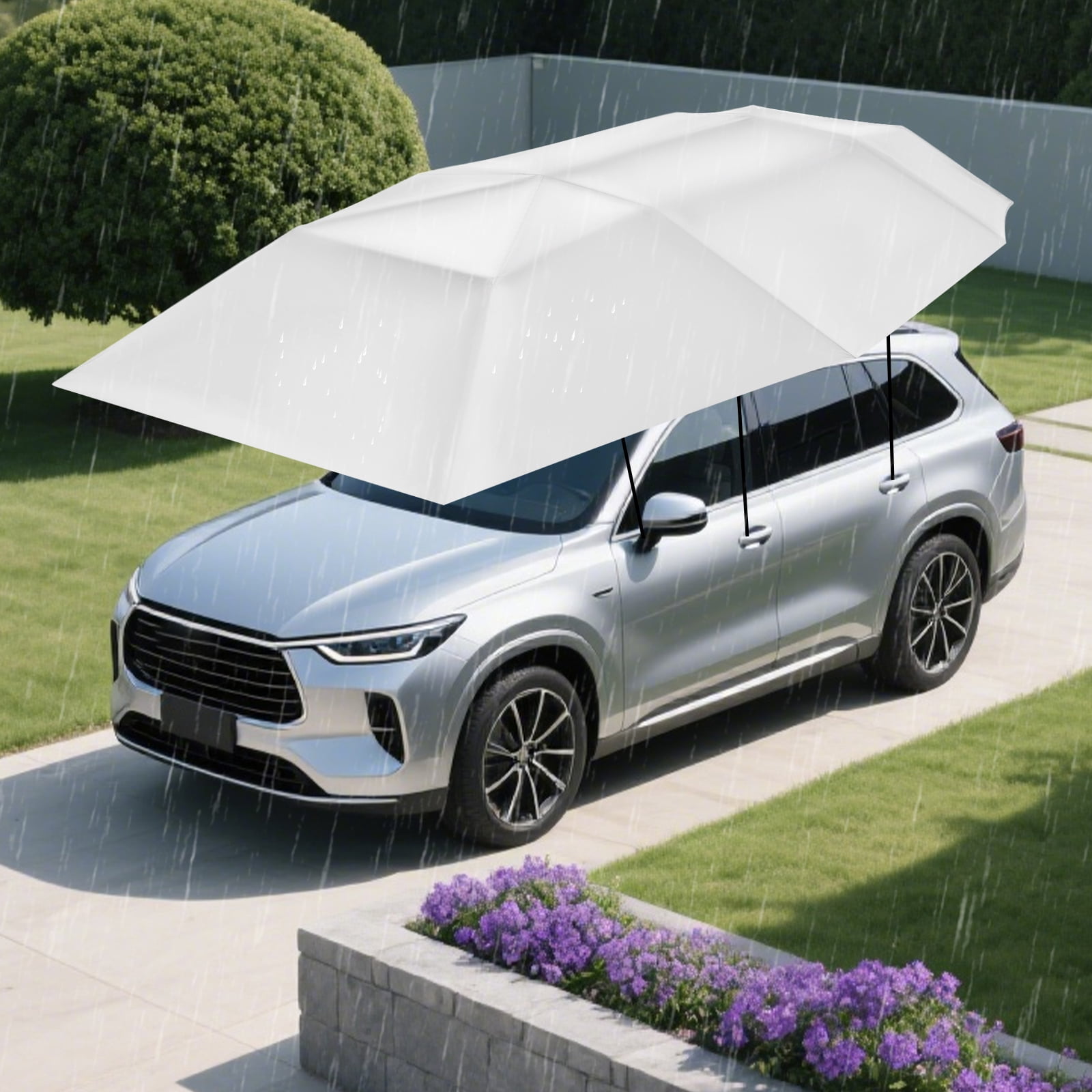 15.09*7.55ft Silver Grey Car Umbrella Tent Sun Shade Roof Waterproof ...