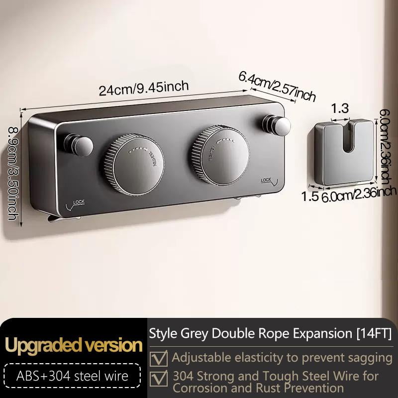 15.1 Ft 40LB Heavy-Duty Retractable Clothes Line - Wall Mounted Indoor ...