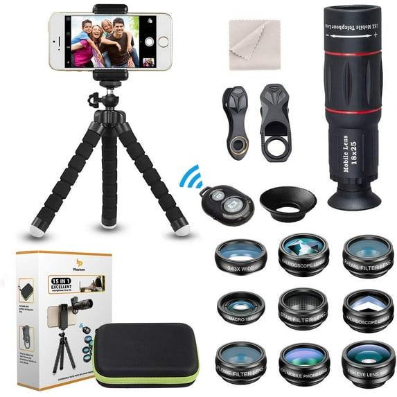 15 in 1 Universal Phone Camera Lens Kit 18X Telephoto lens Wide Angle ...