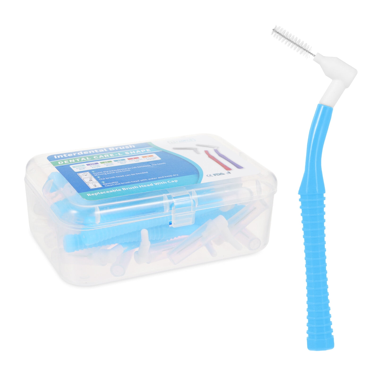 15+10PCS L-Shaped Interdental Brush Set Replaceable Brush Head with Cap ...